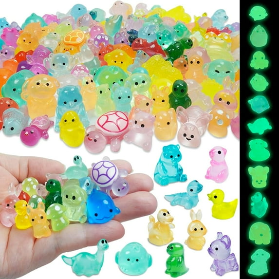 180 Pcs Mini Resin Animals Kit - Luminous Tiny Resin Animals Figurines ...