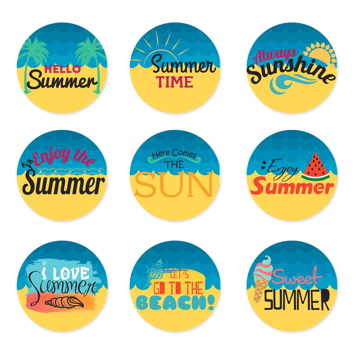 180 Pcs Summer Stickers Summer Pool Round Sticker Kit Summer Decoration ...