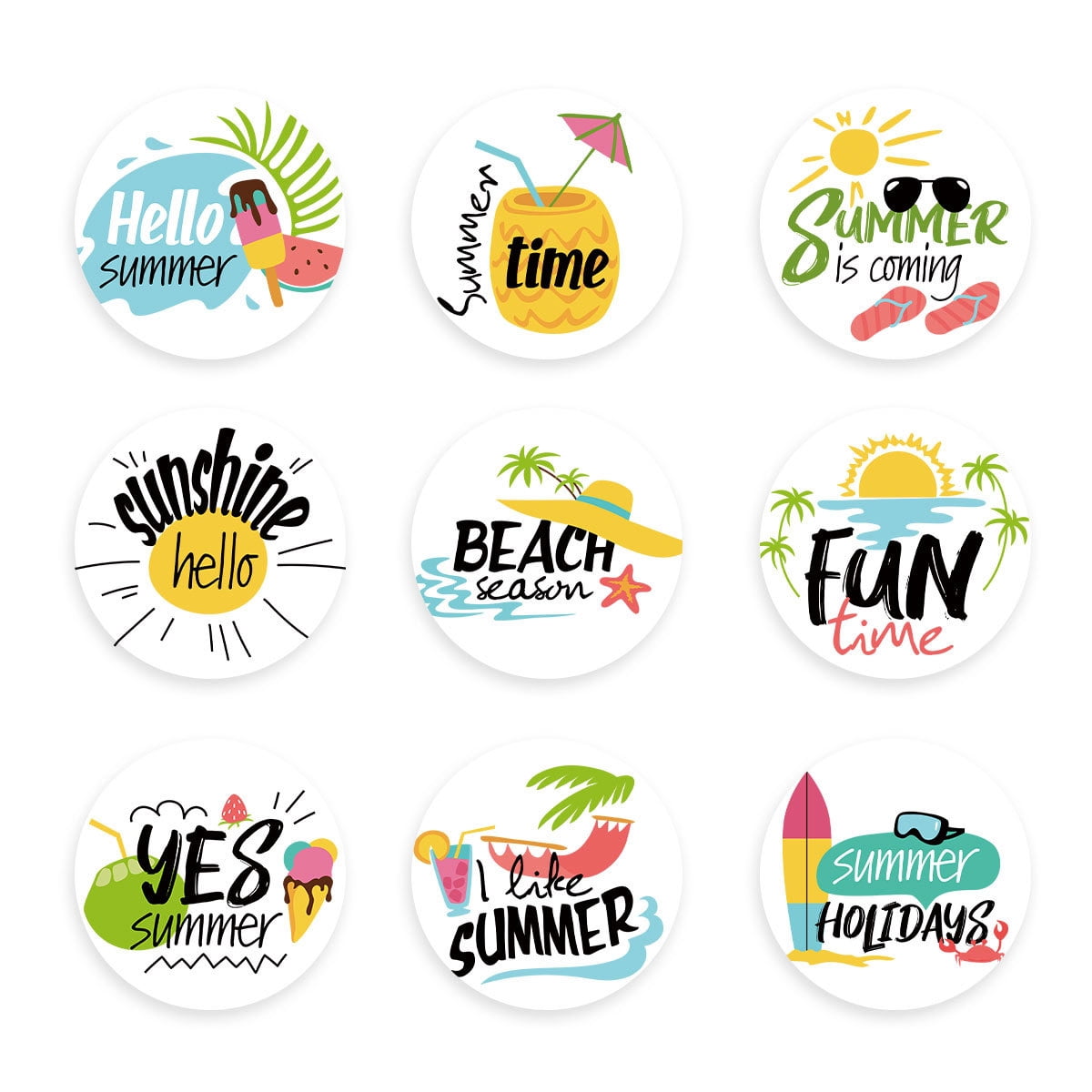 180 Pcs Summer Stickers Summer Pool Round Sticker Kit Summer Decoration ...
