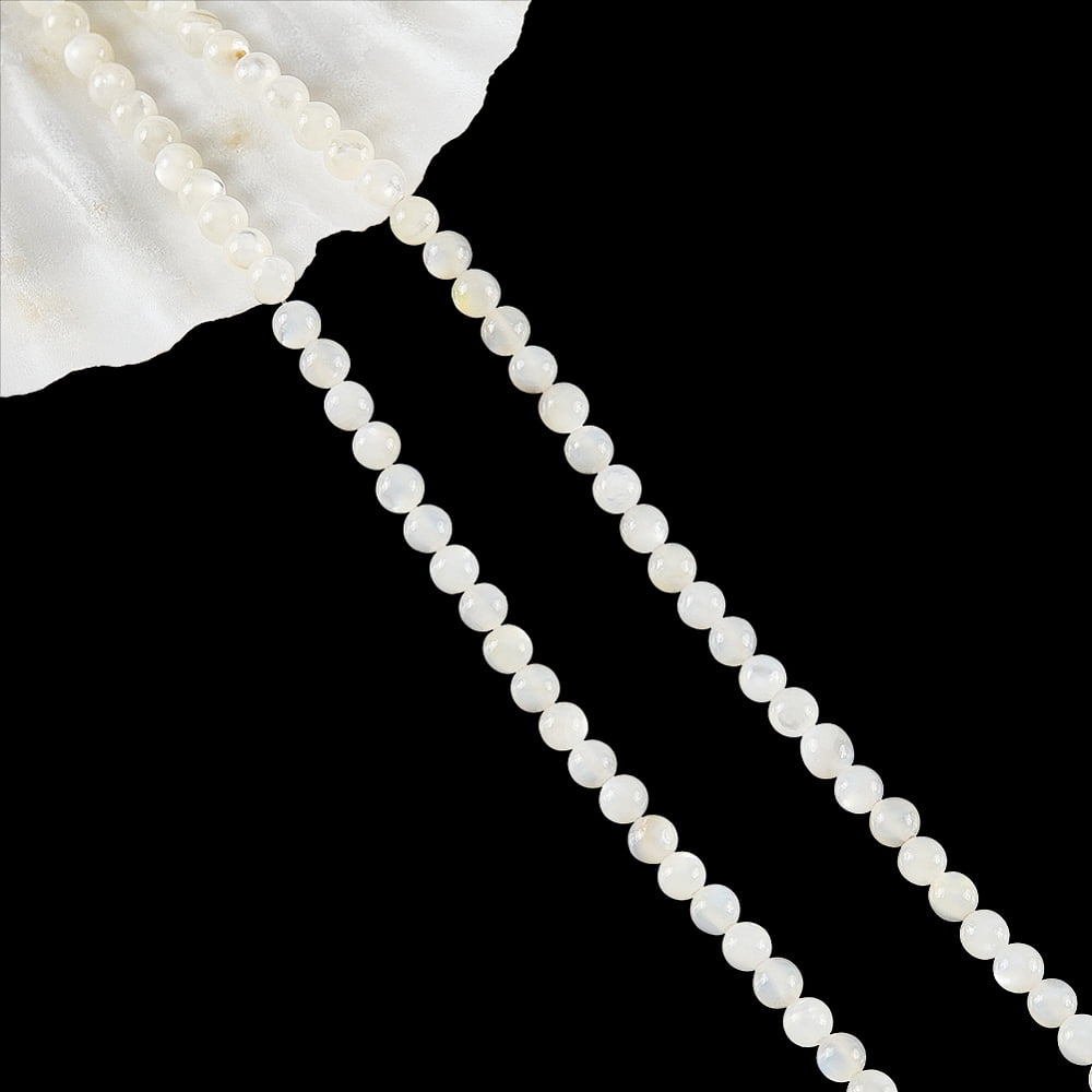 180 Pcs White Shell Beads Strands 3.5mm White Mother of Pearl Shell ...