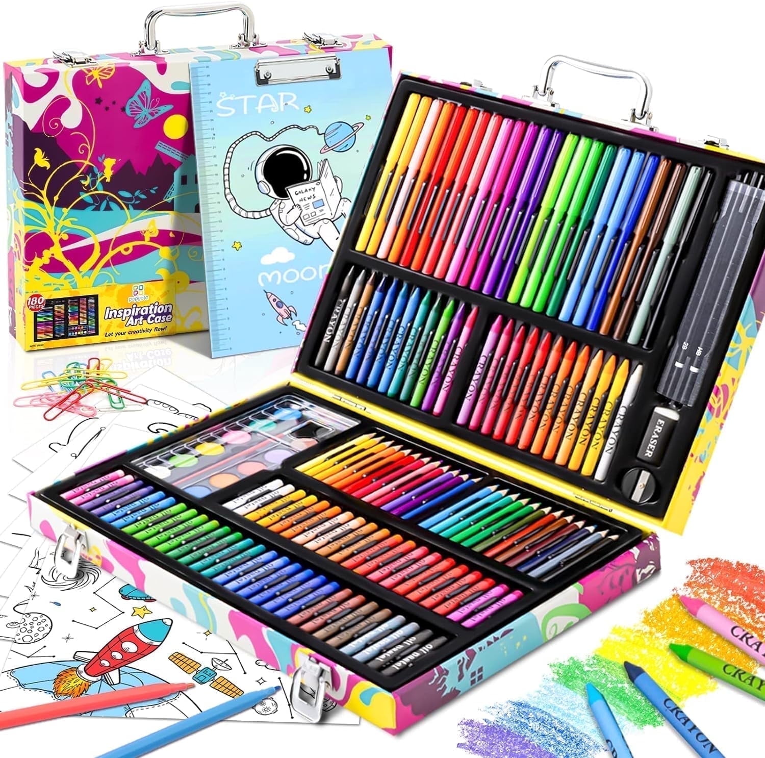 180 Piece Art Supplies, Drawing Painting Art Kit with Clipboard and ...