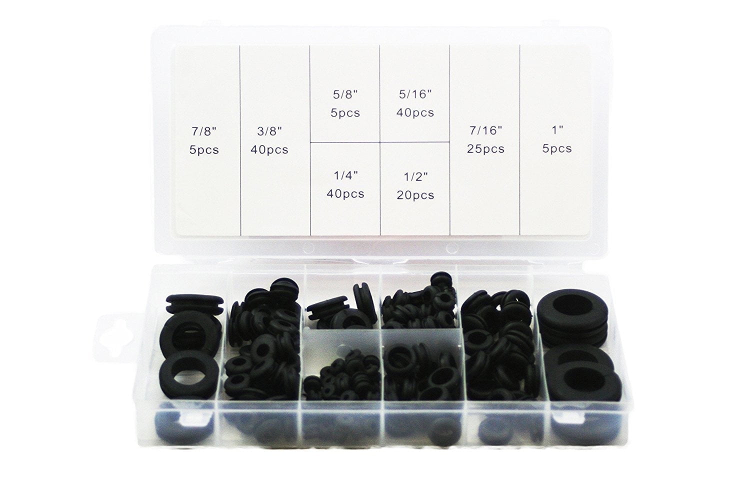 180-Piece Rubber Grommet Assortment Kit – Electrical Conductor Eyelet ...