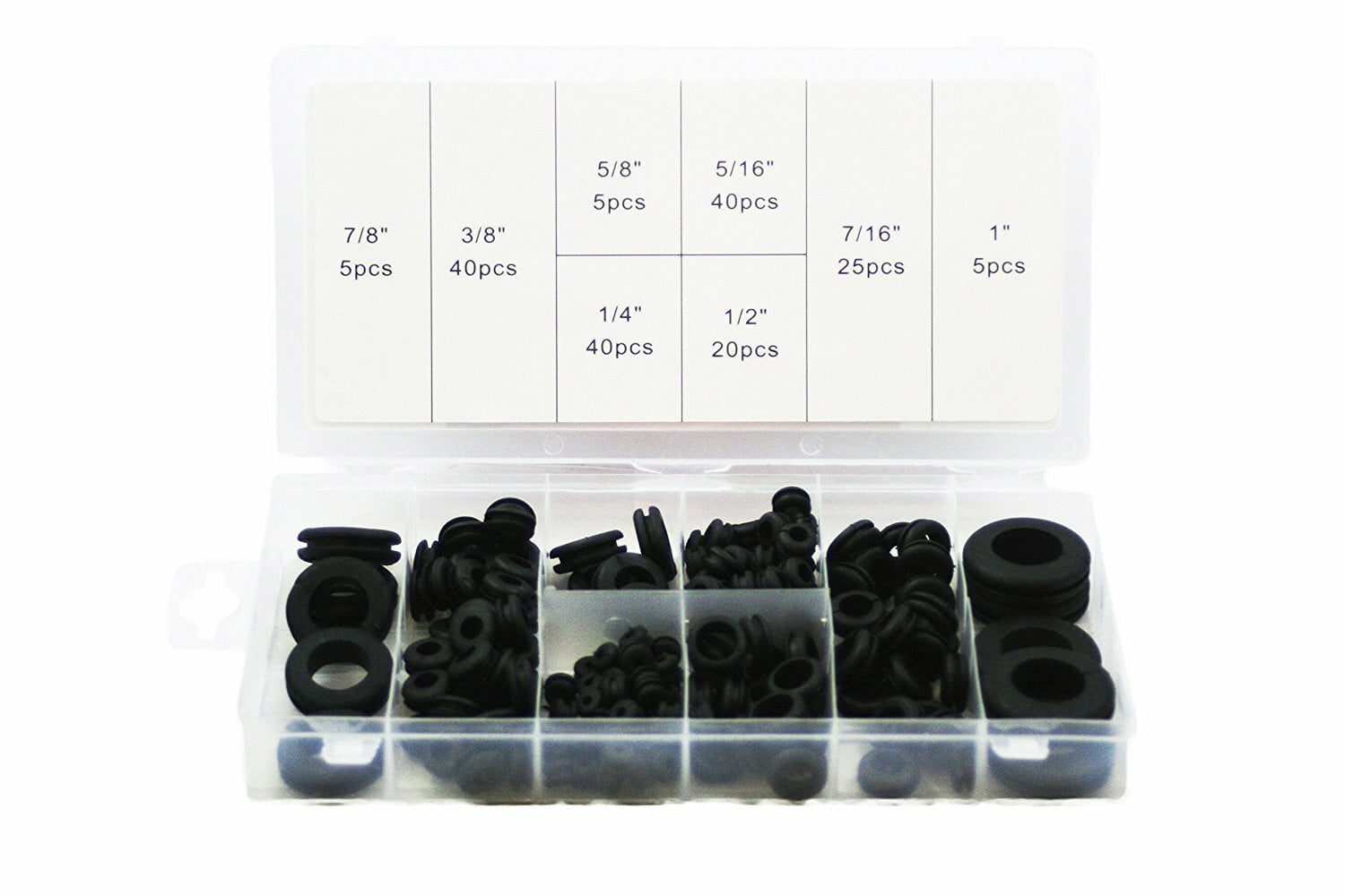180-Piece Rubber Grommet Assortment Kit - Electrical Wire Firewall Hole ...