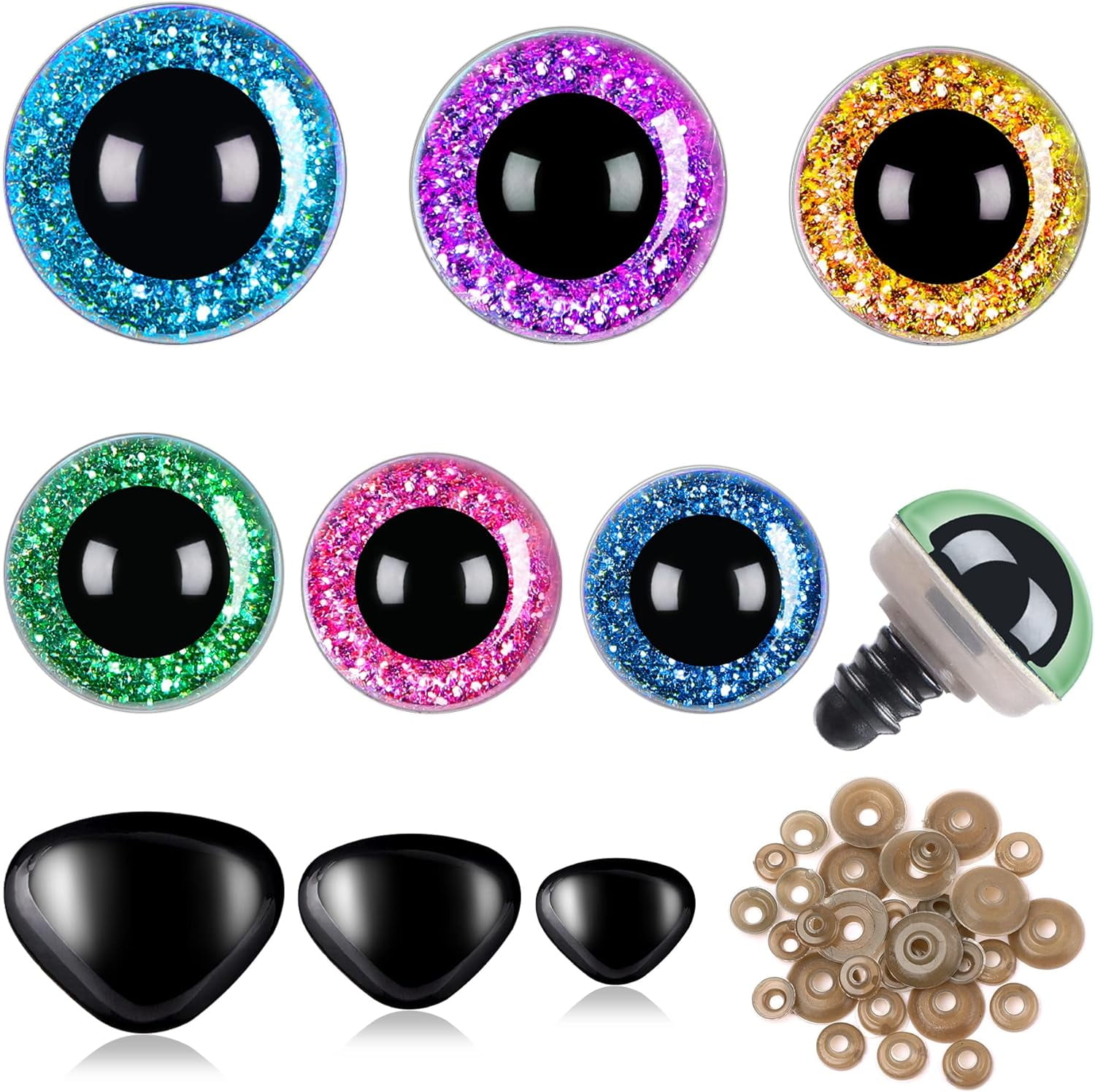 180 Pieces 10-20 mm Large Safety Eyes and Nose with Washers for ...