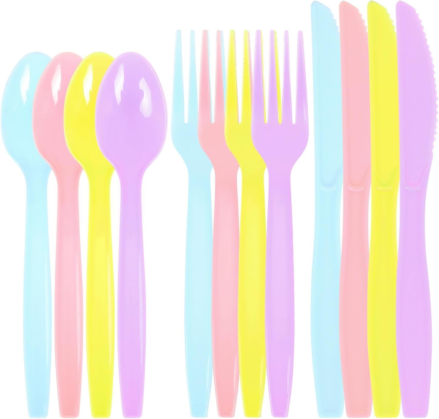 180 Pieces Pastel Plastic Silverware Heavy Duty Plastic Cutlery Set ...
