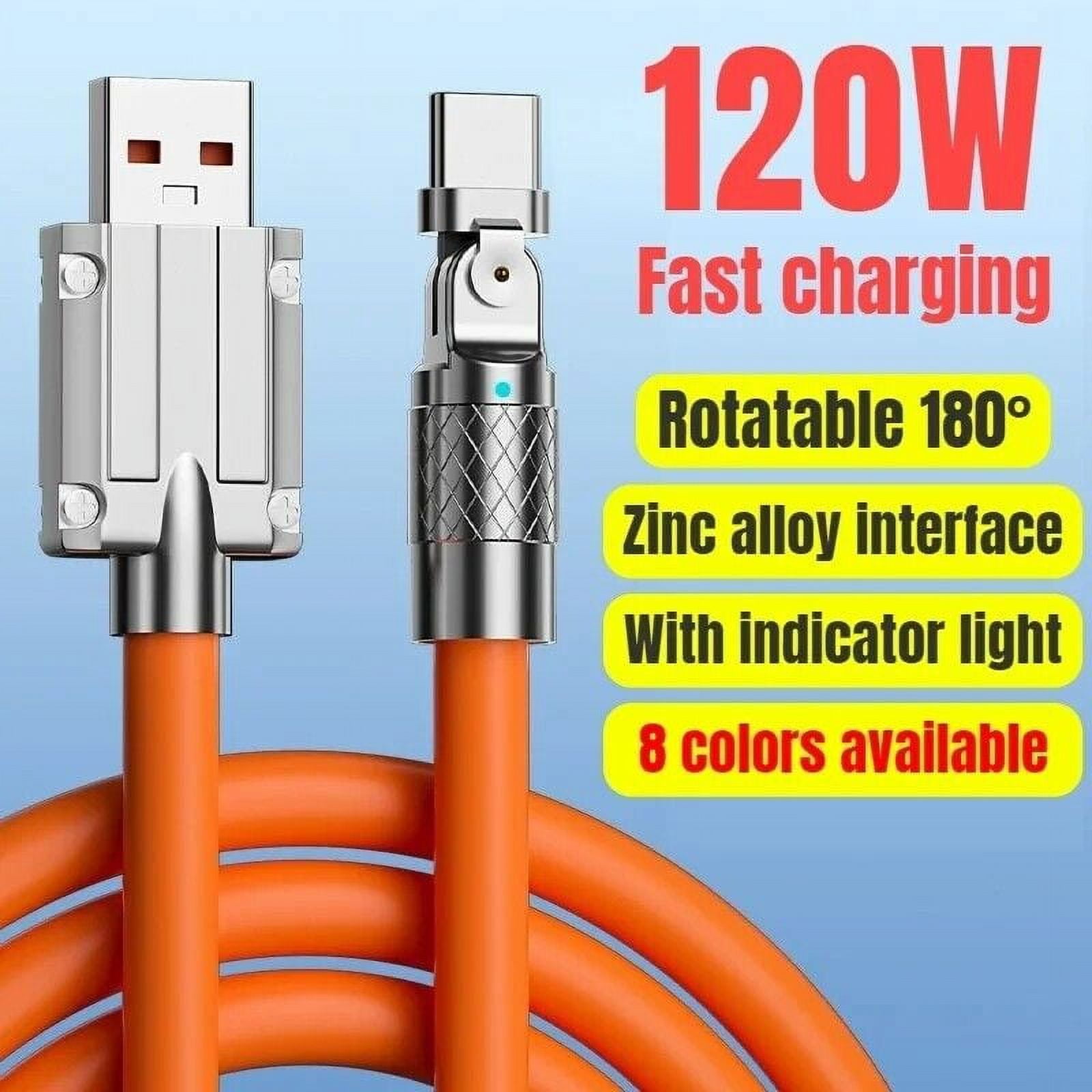 180° Rotating Fast Charge Cable 120W 6A USB Cable Charging Fast Cable ...