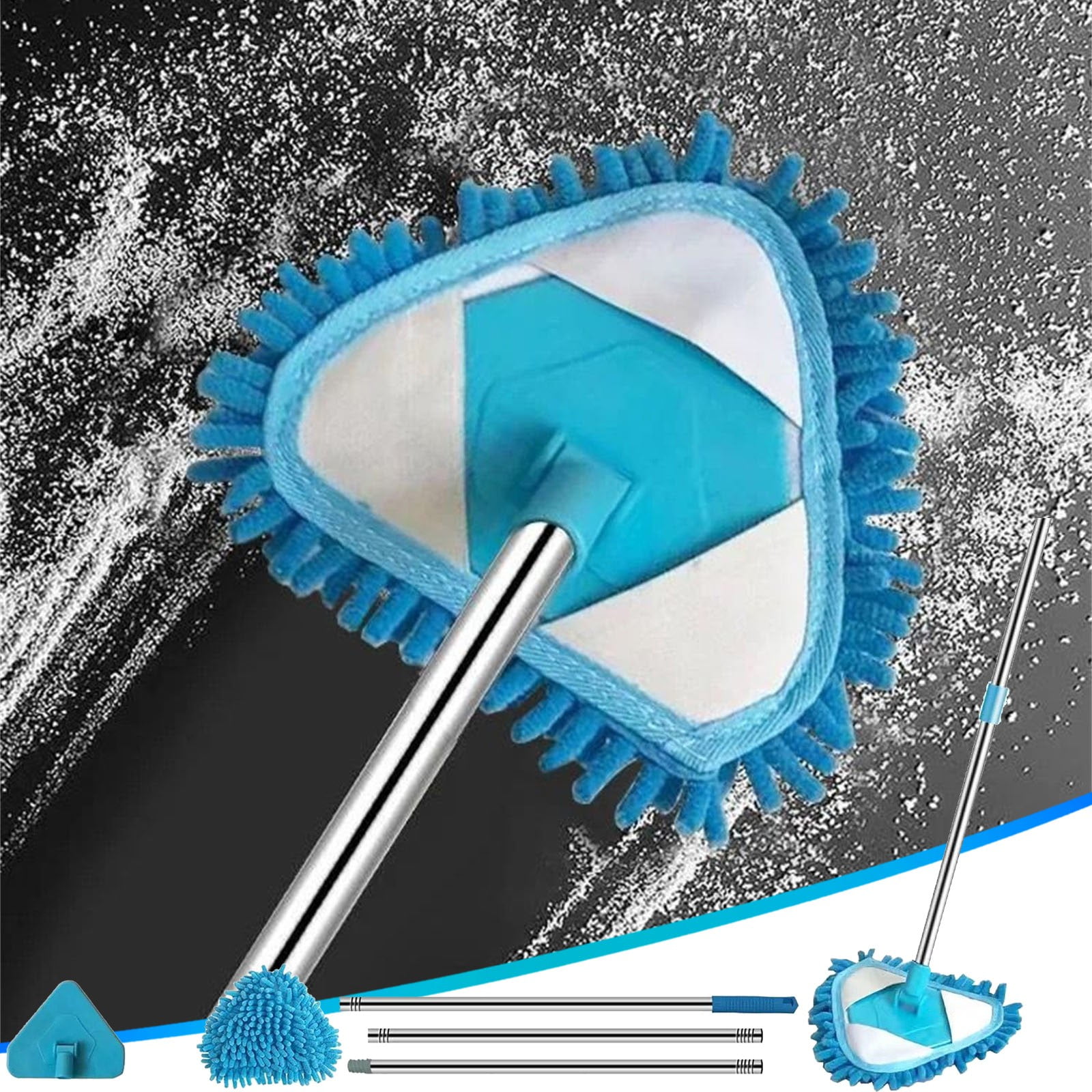 180° Rotating Triangle Mop Corner Cleaning Dust Mop,Wet & Dry Use ...