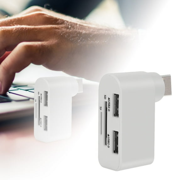 180 Rotating USB 20 Hub and Card Reader Port Splitter Expansion Adapter ...