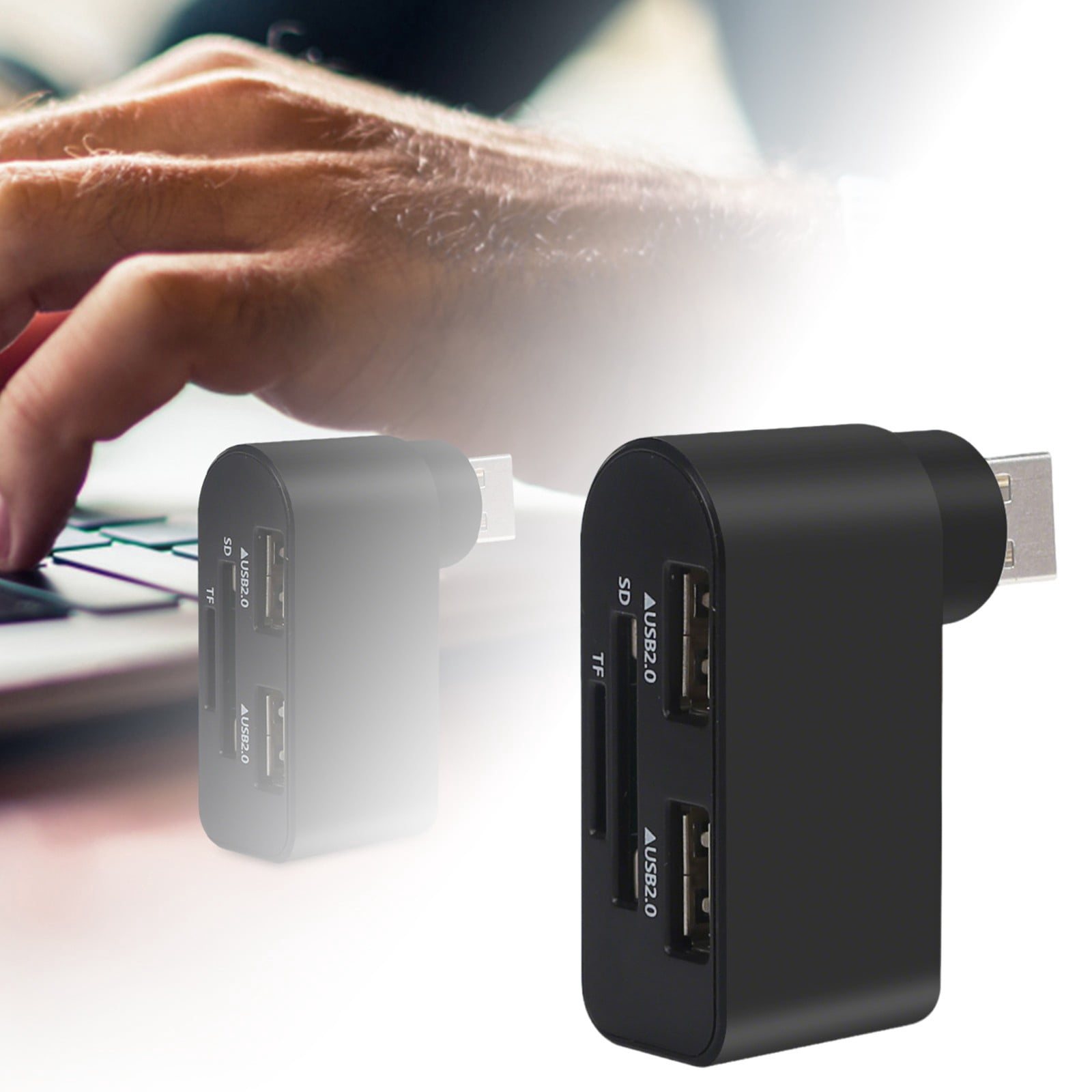 180 Rotating USB 20 Hub with Card Reader Port Splitter Portable Data ...