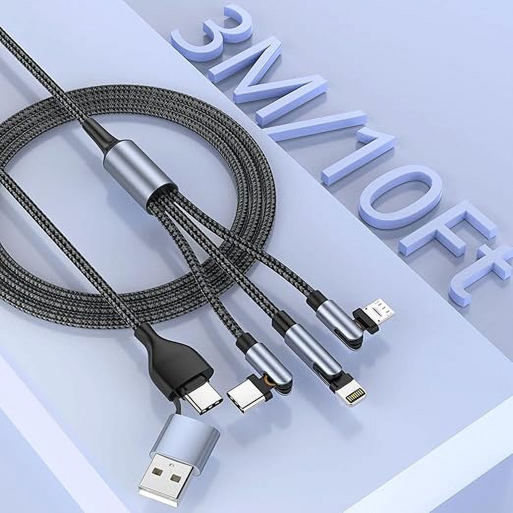 180°Rotation 5 in 1 Charging Cable, 10Ft USB C to Multi Charging Cable ...