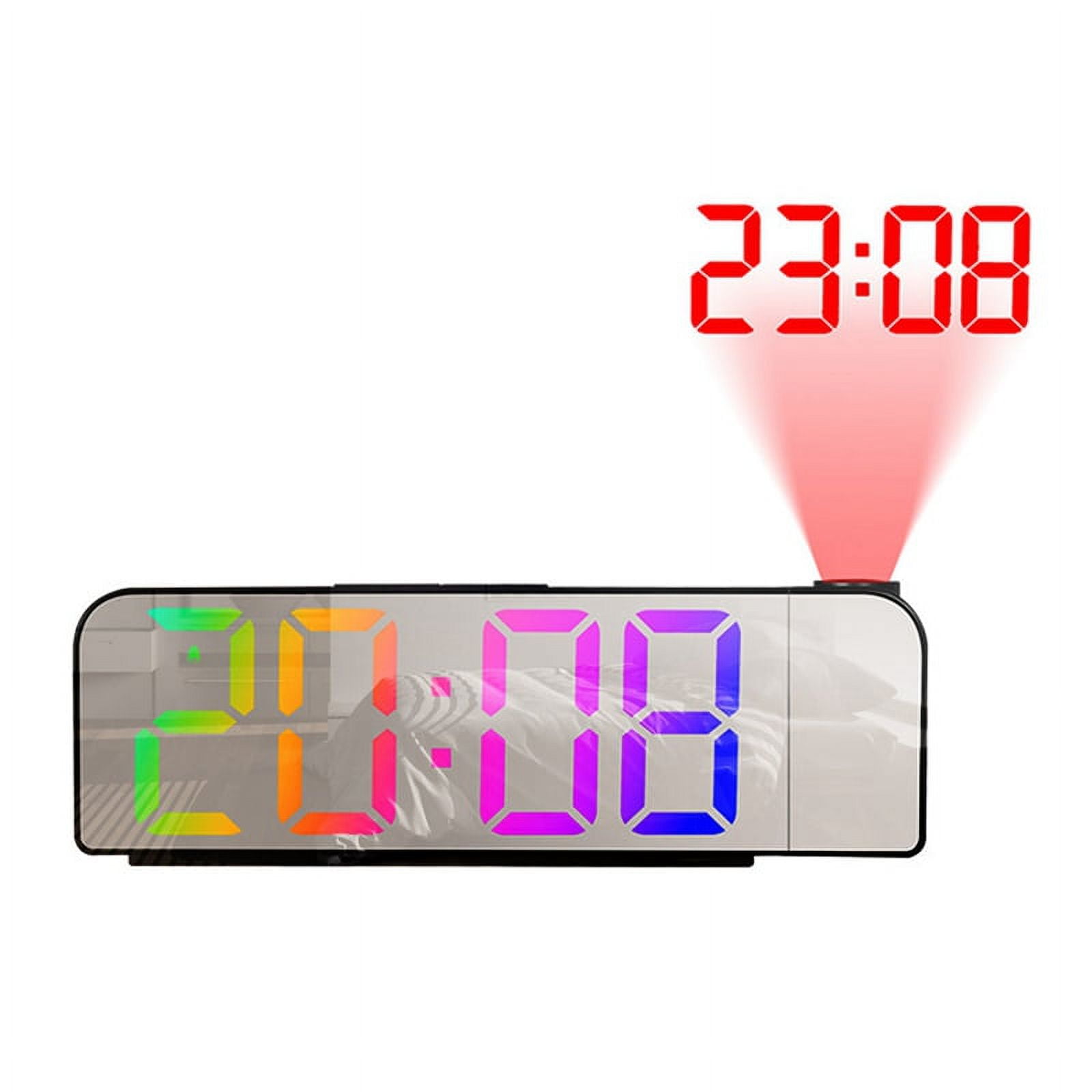 180° Rotation Projection Alarm Clock 12/24H LED Digital Clock USB ...