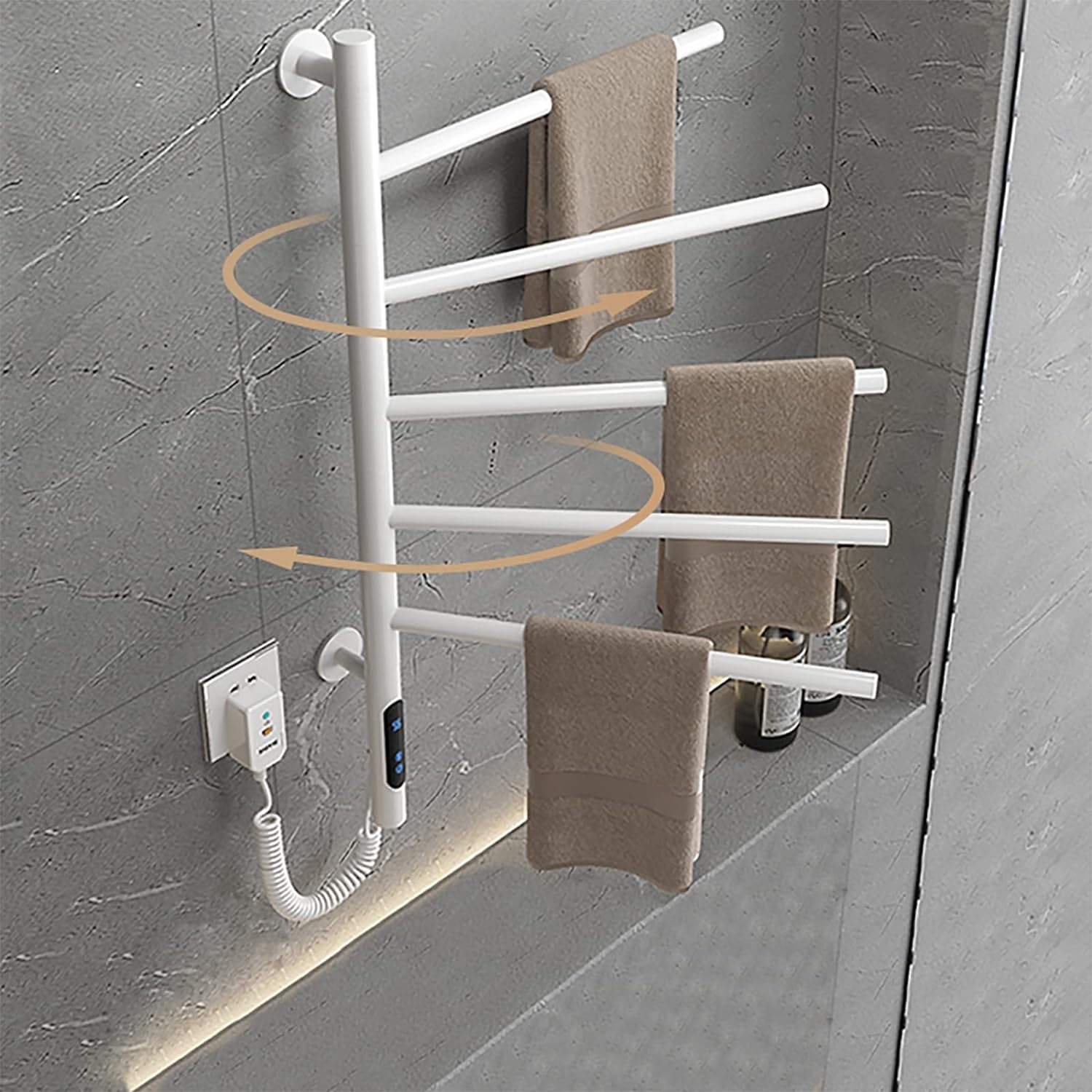 180° Rotation Smart Electric Towel Rail,LCD Electric Towel Radiator 82W ...