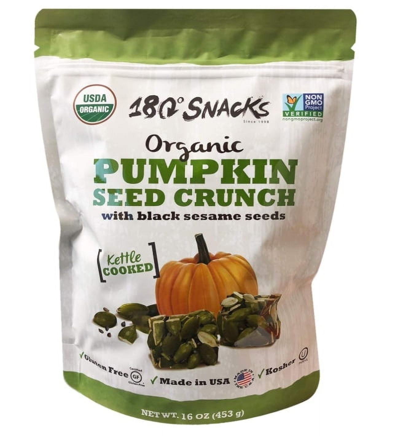 180° Snacks Organic Pumpkin Seed Crunch With Black Sesame Seeds 16 oz - Walmart.com