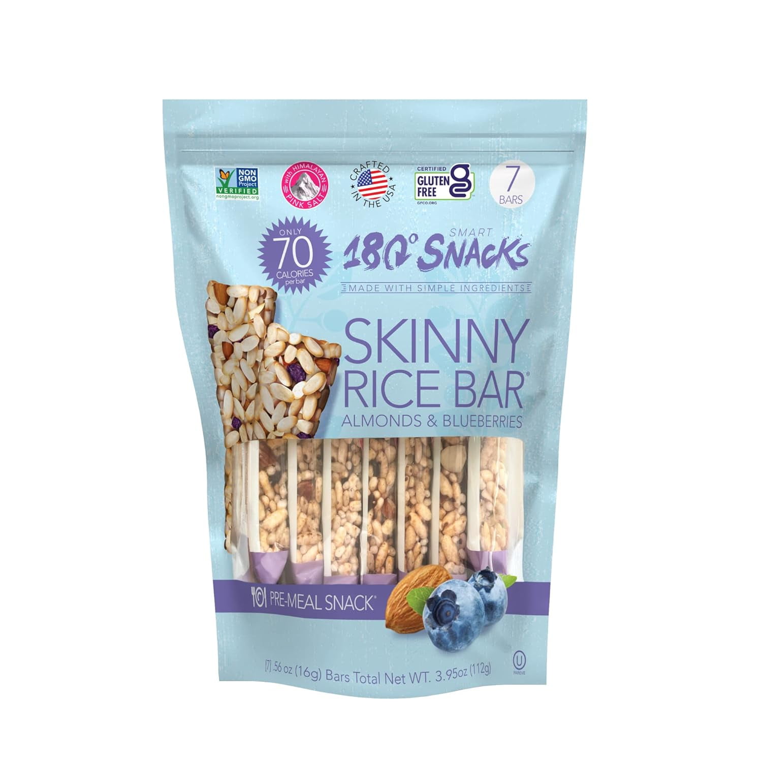 180 Snacks Pre-Meal Snack Skinny Rice Bar with Himalayan Salt, 3.22oz ...