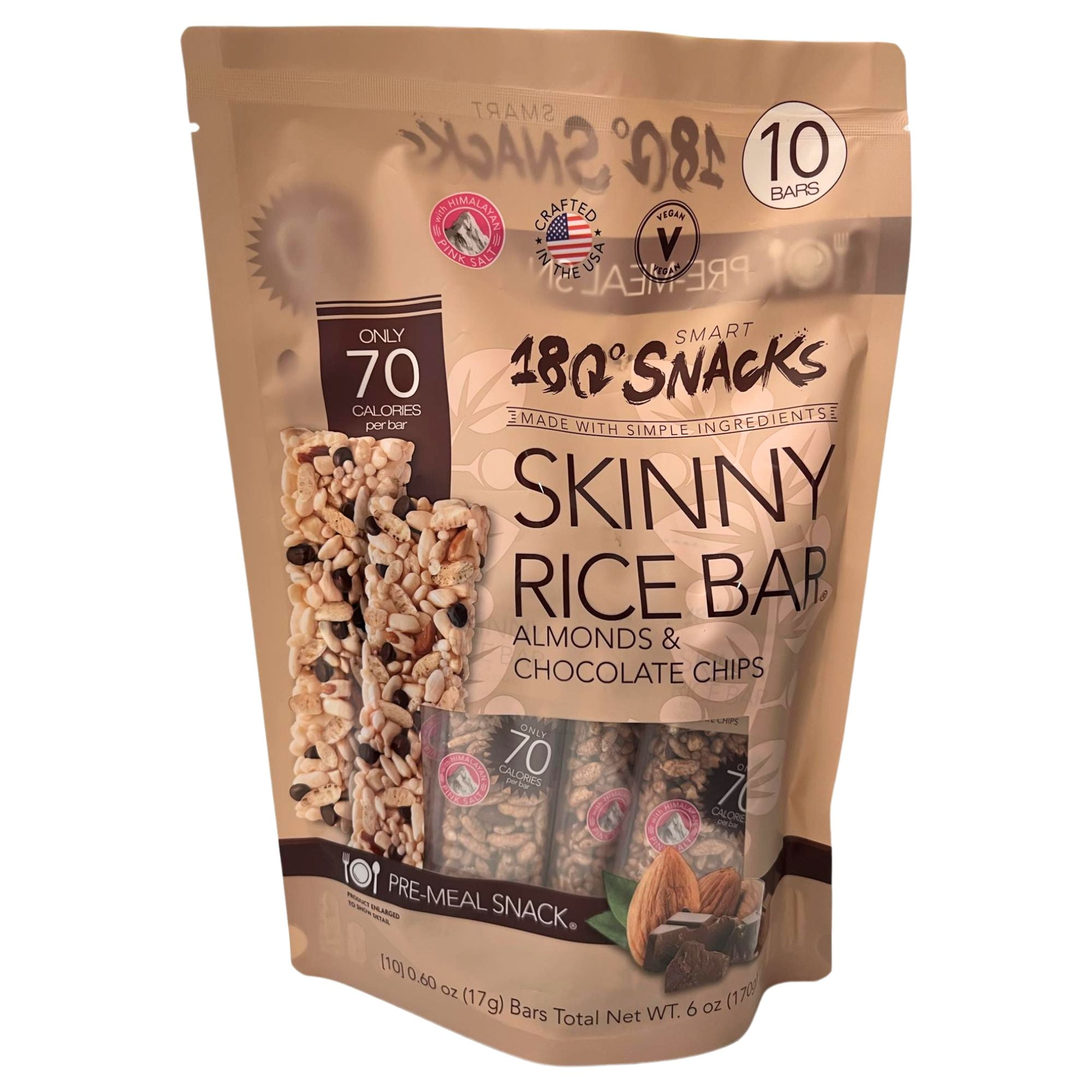 180 Snacks Skinny Rice Bars with Almonds & Chocolate Chips 6 Oz 1 Pack ...