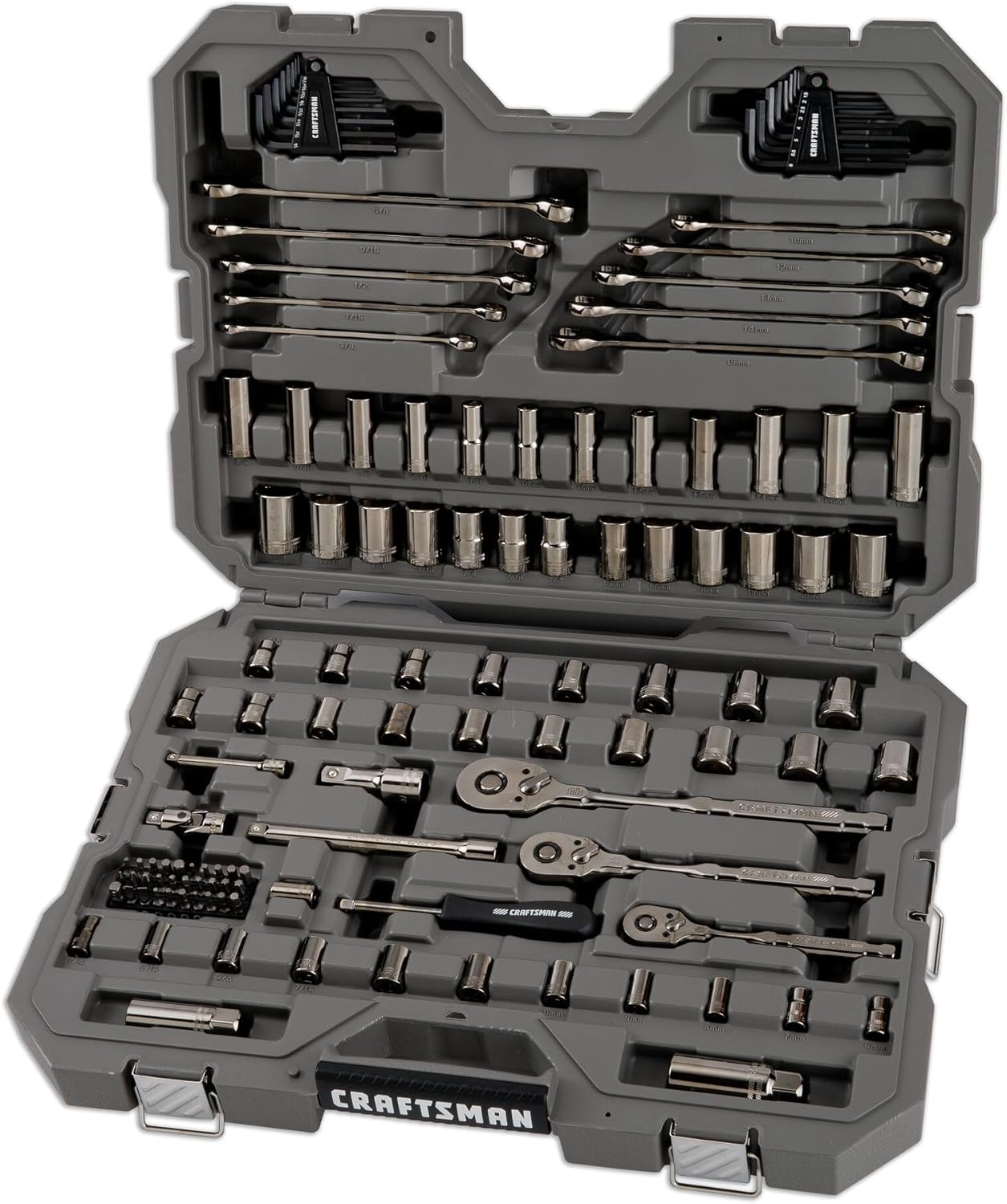 180-Tooth Ratchet Mechanic Tool Set with Gunmetal , 121-Piece Standard ...