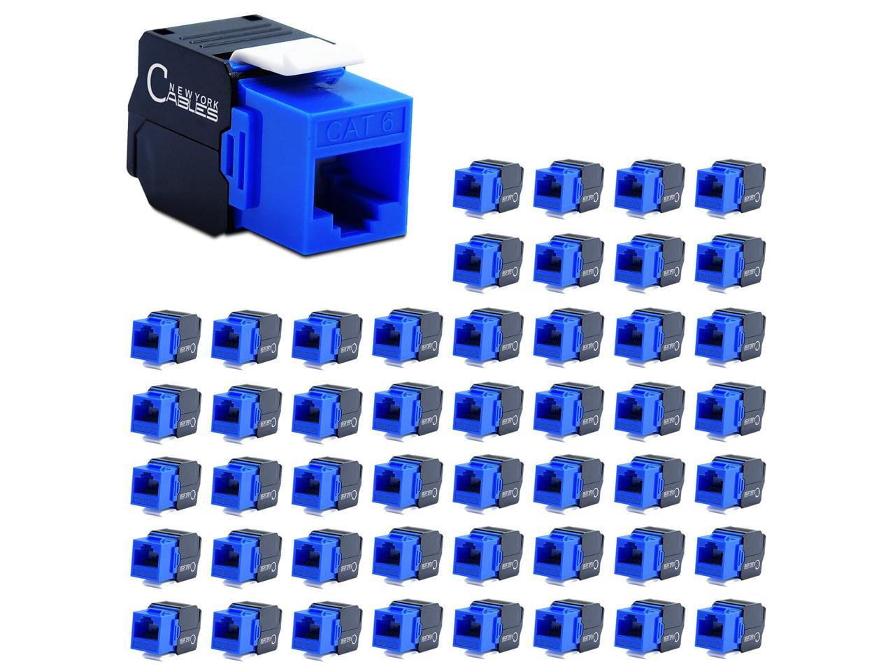 180° Vertical Cat6 Keystone Jack 50-Pack Ethernet RJ45 Toolless ...