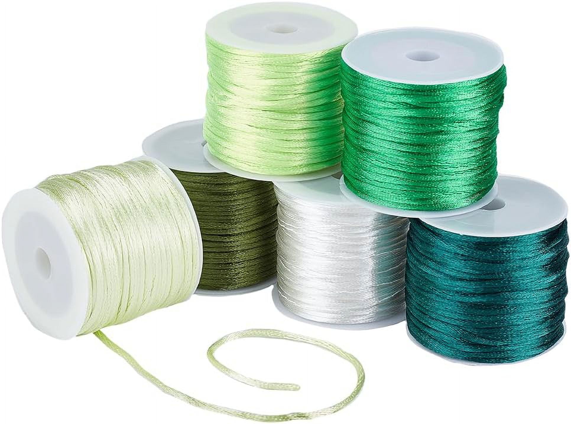 180 Yards Nylon String 1mm Rattail Satin Cord Green Bracelet String ...
