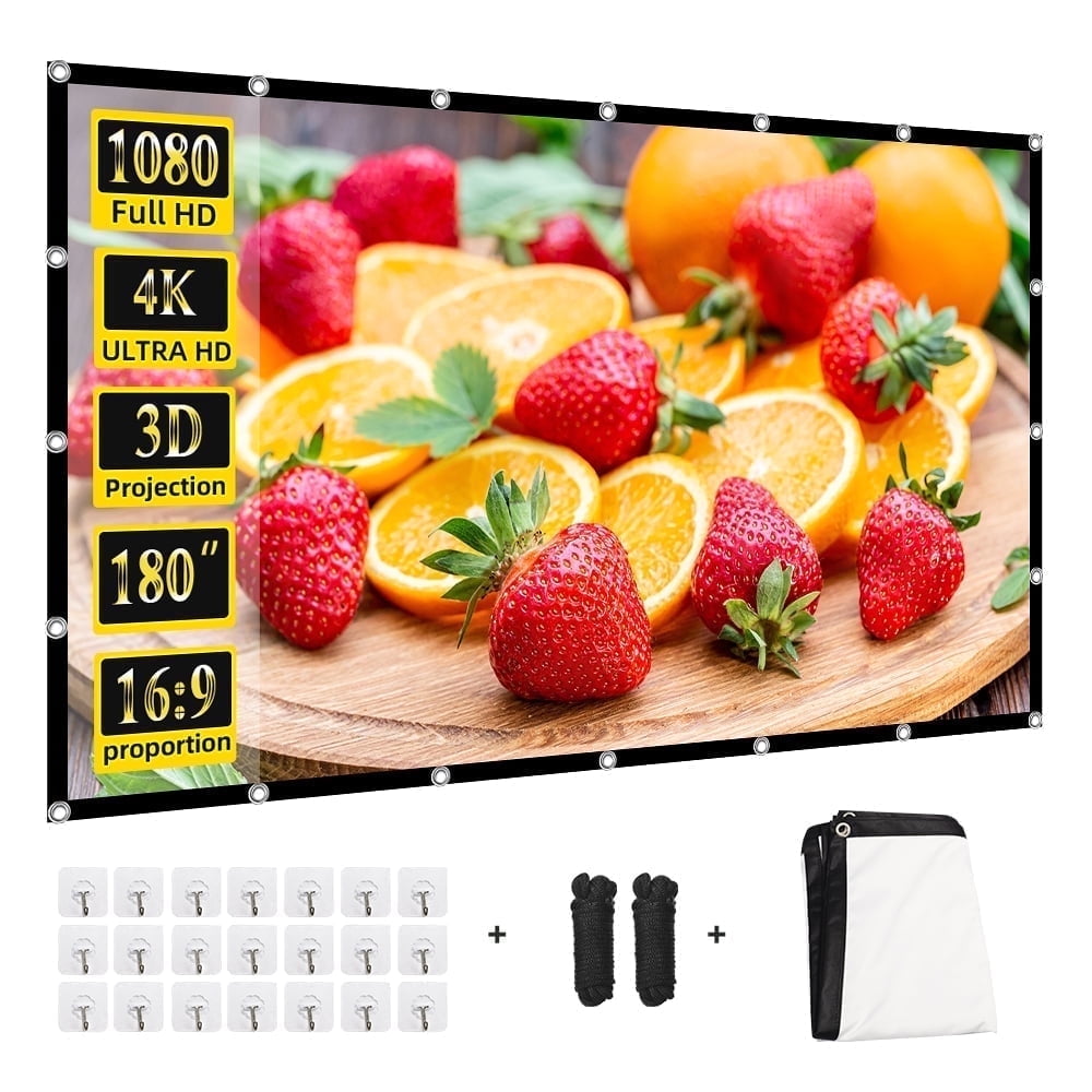 Toot shadow 180 inch Projector Screen for outdoor, 16:9 4K HD white ...