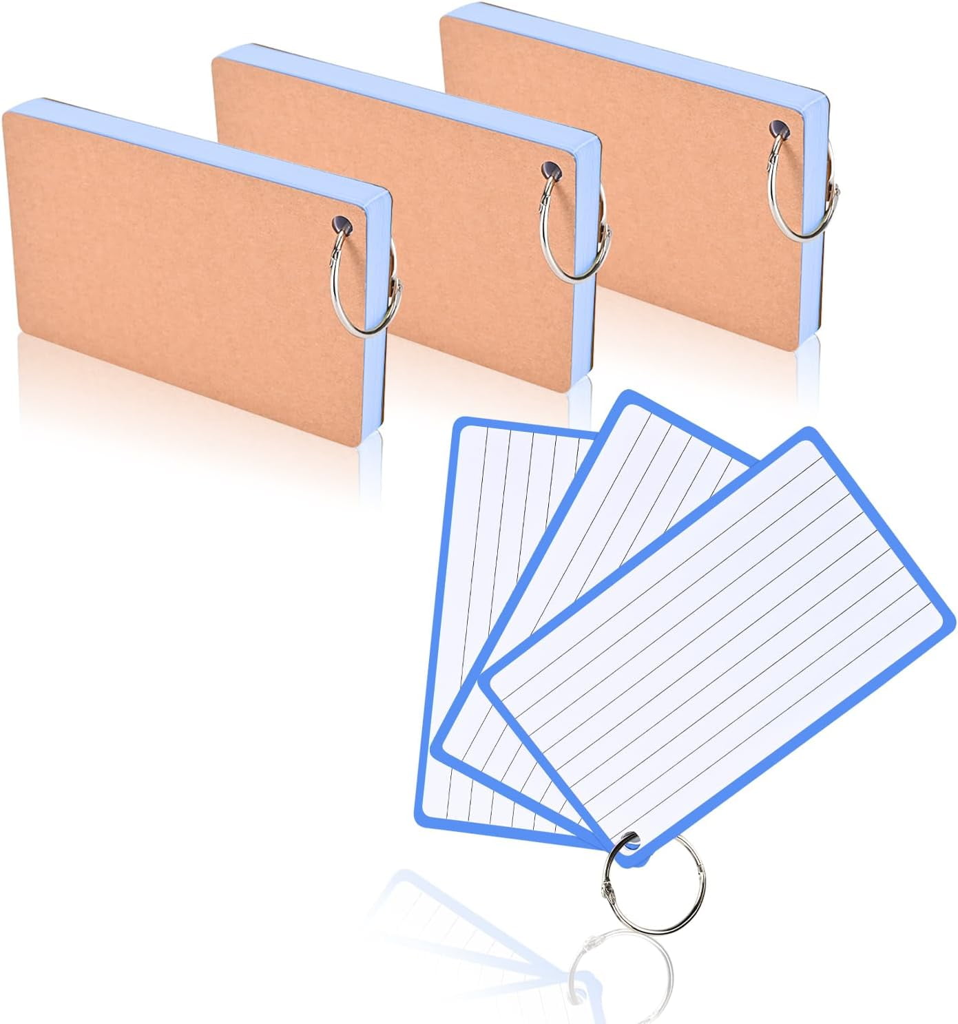 180-piece Index Card with Ring, 3 x 5 Inches, Blue Notecards, Flash ...