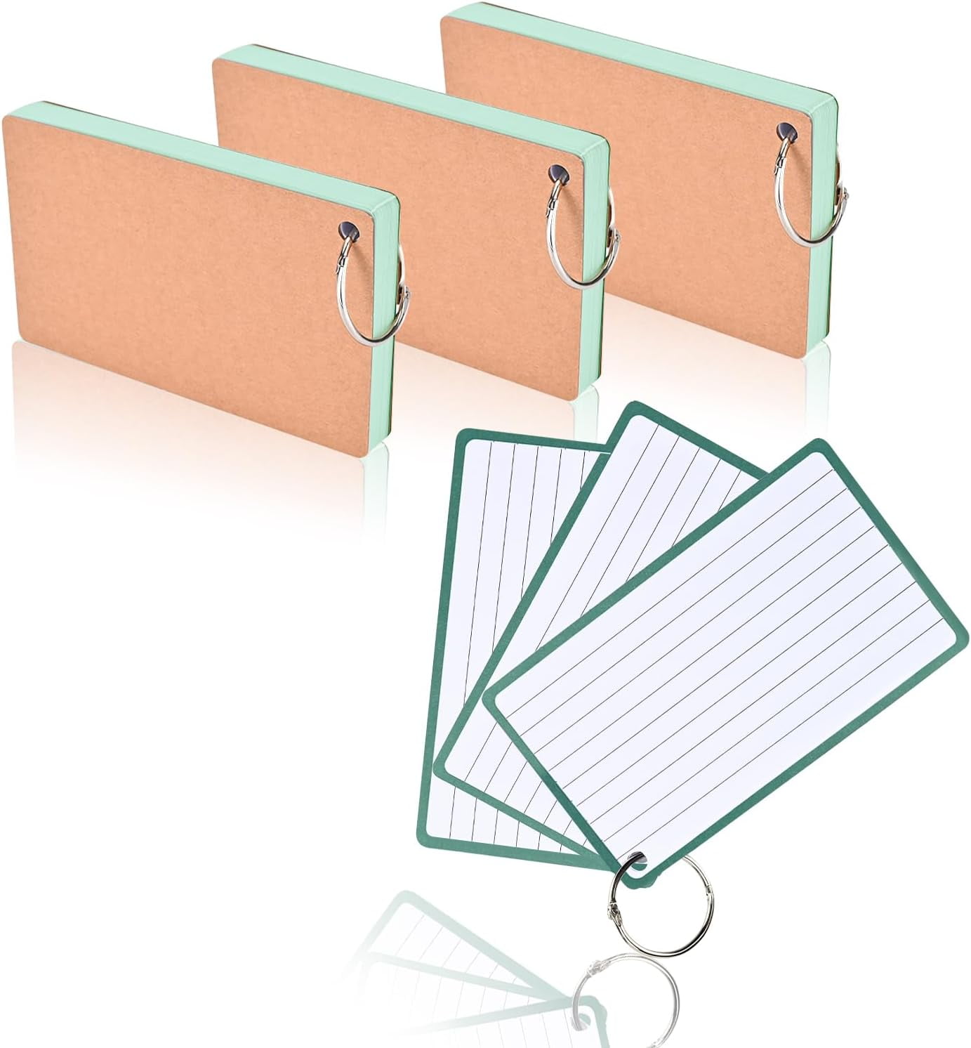 180-piece Index Card with Ring, 3 x 5 Inches, Green Notecards, Flash ...