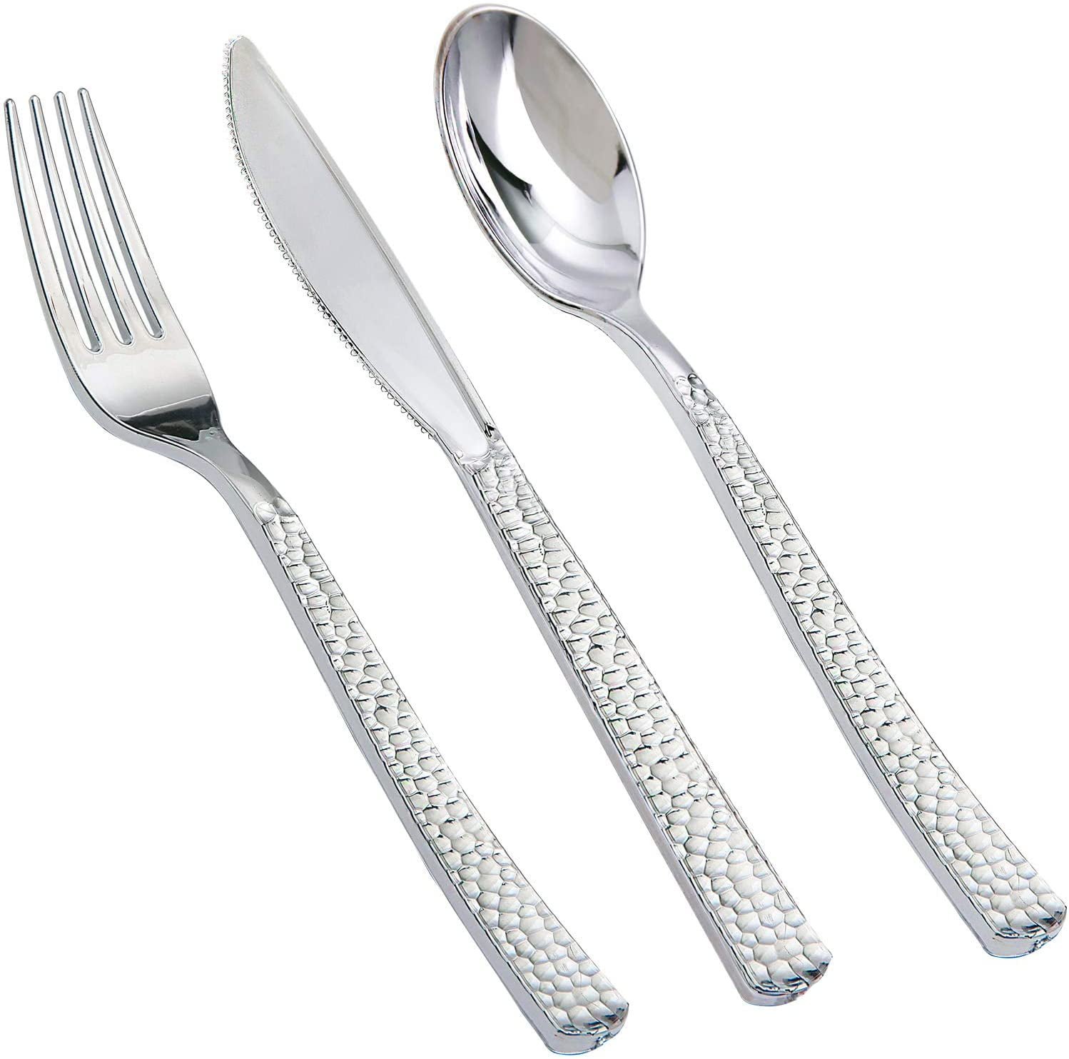 180 pieces Silver Plastic Silverware, Disposable Plastic Silverware ...