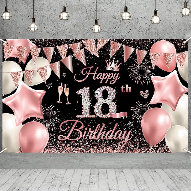 180 x 110cm Happy Birthday Banner, Black Rose, Polyester, Birthday ...