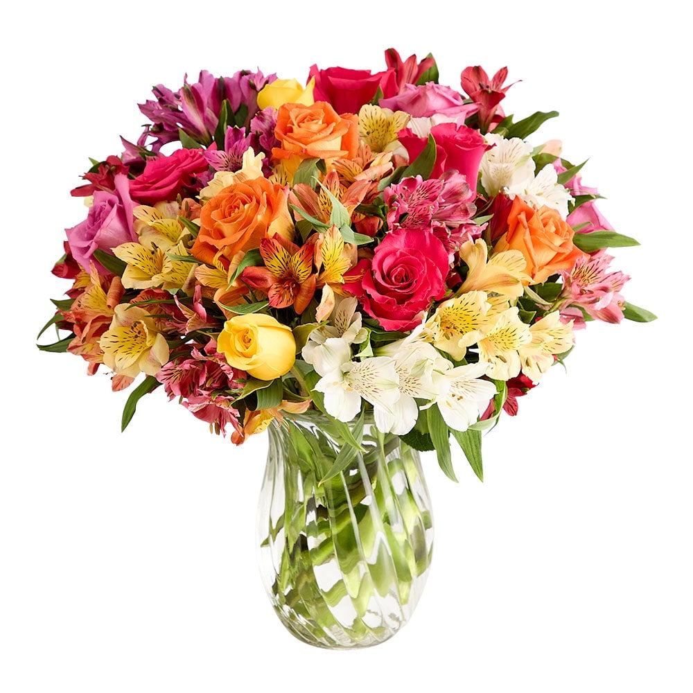 1800 Flowers - Assorted Roses & Peruvian Lilies Double: Orange, Pink ...