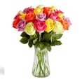 1800 Flowers - Rose Bouquet: 24 Multicolor Roses with Clear Vase ...