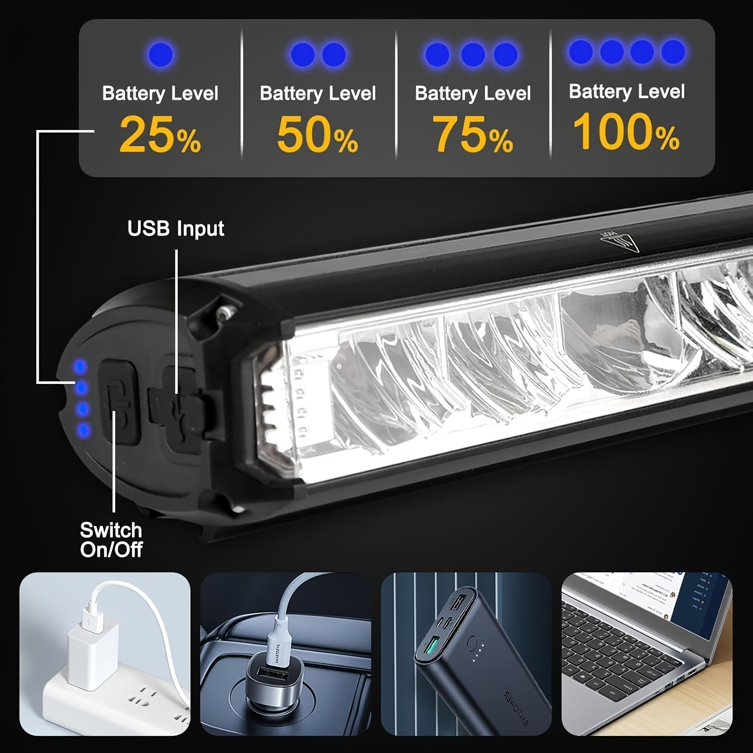 1800 Lumens USB-C Rechargeable Bike Light - 6 LEDs Dual Bracket 4 Modes - Walmart.com