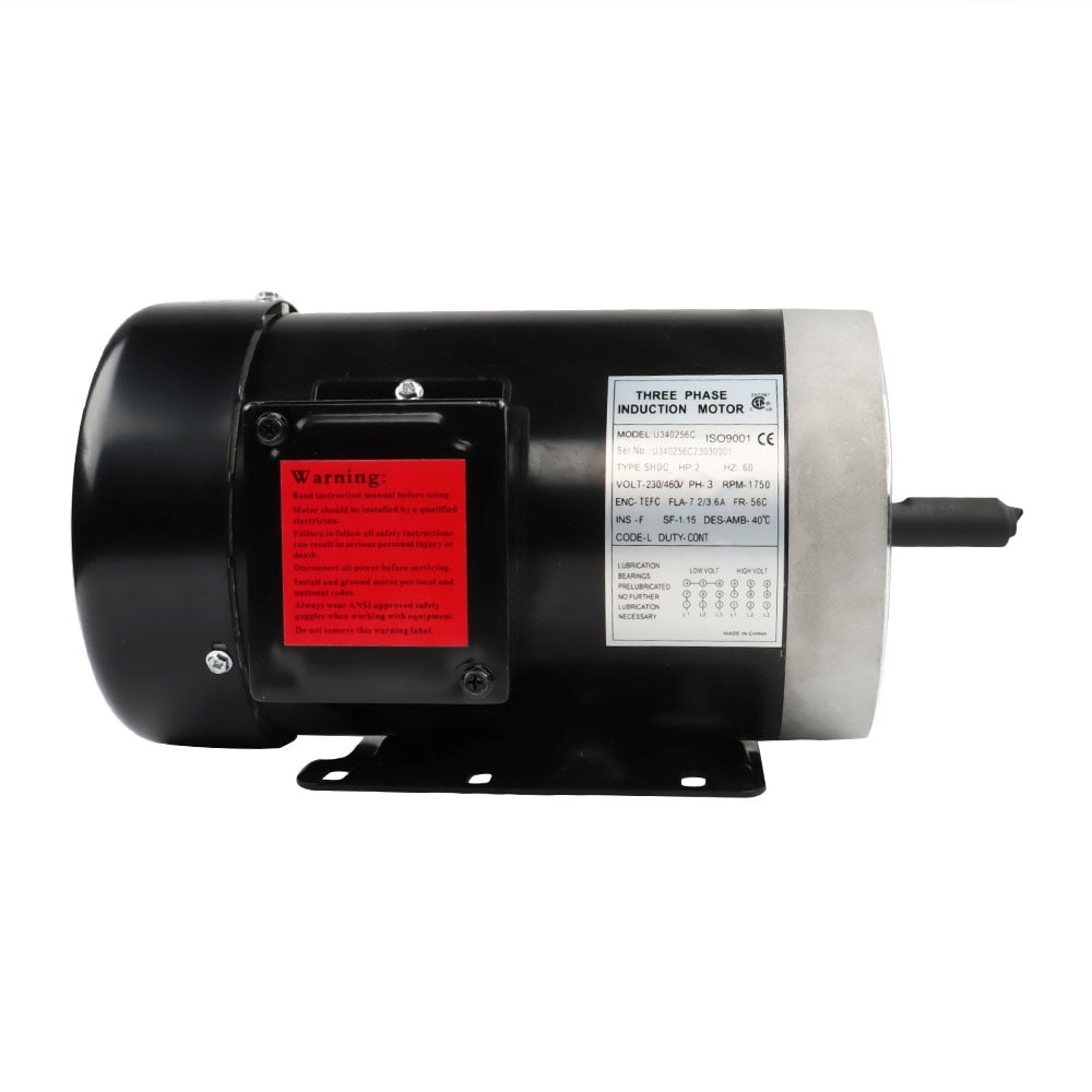 1800 RPM 2 HP 3 Phase 56C Frame Electric Motor TEFC 208 230 / 460 Volt ...
