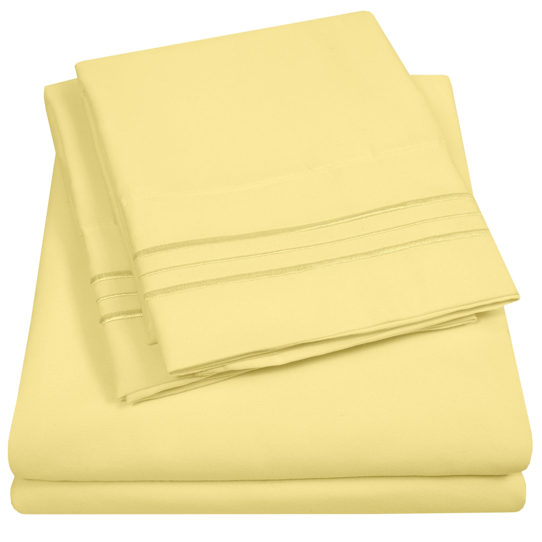 1800 Series 4 Piece Deep Pocket Bedroom Bed Sheet Set Full Pale