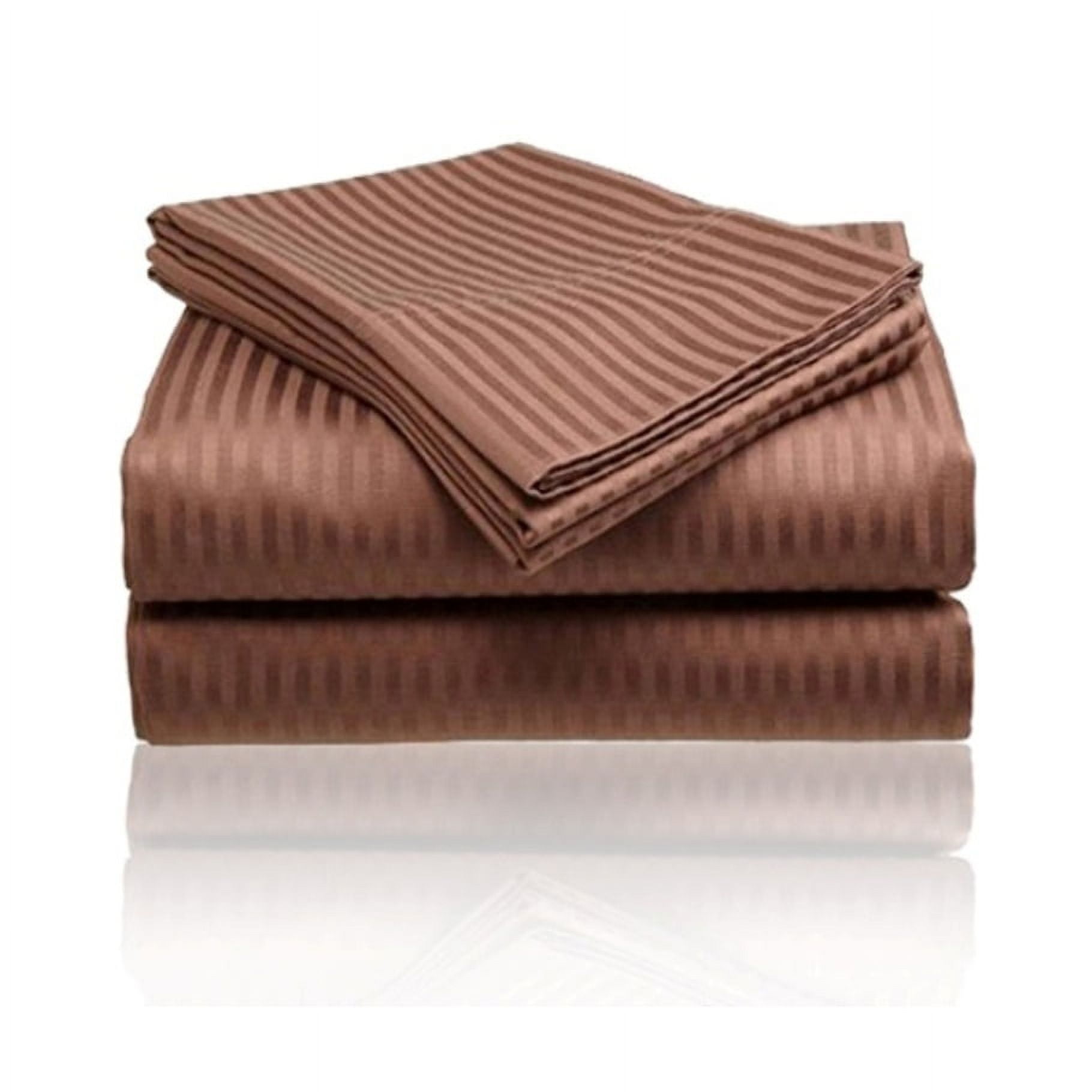 1800 Series Embossed Striped Bed Sheet Collection 4-Piece Ultra Soft ...