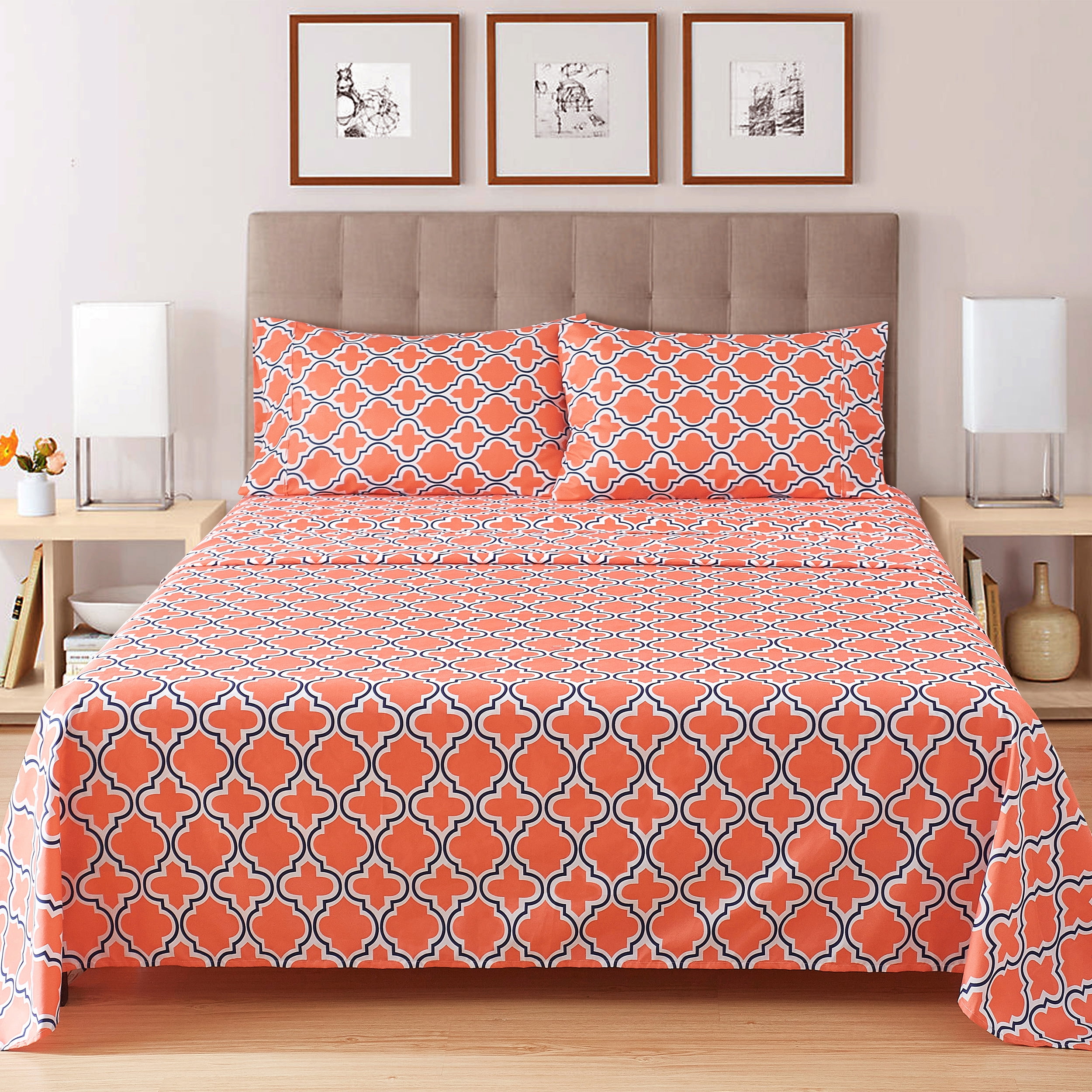 1800 Thread Count Ultra-Soft Microfiber Trellis Deep Pocket Bedding ...