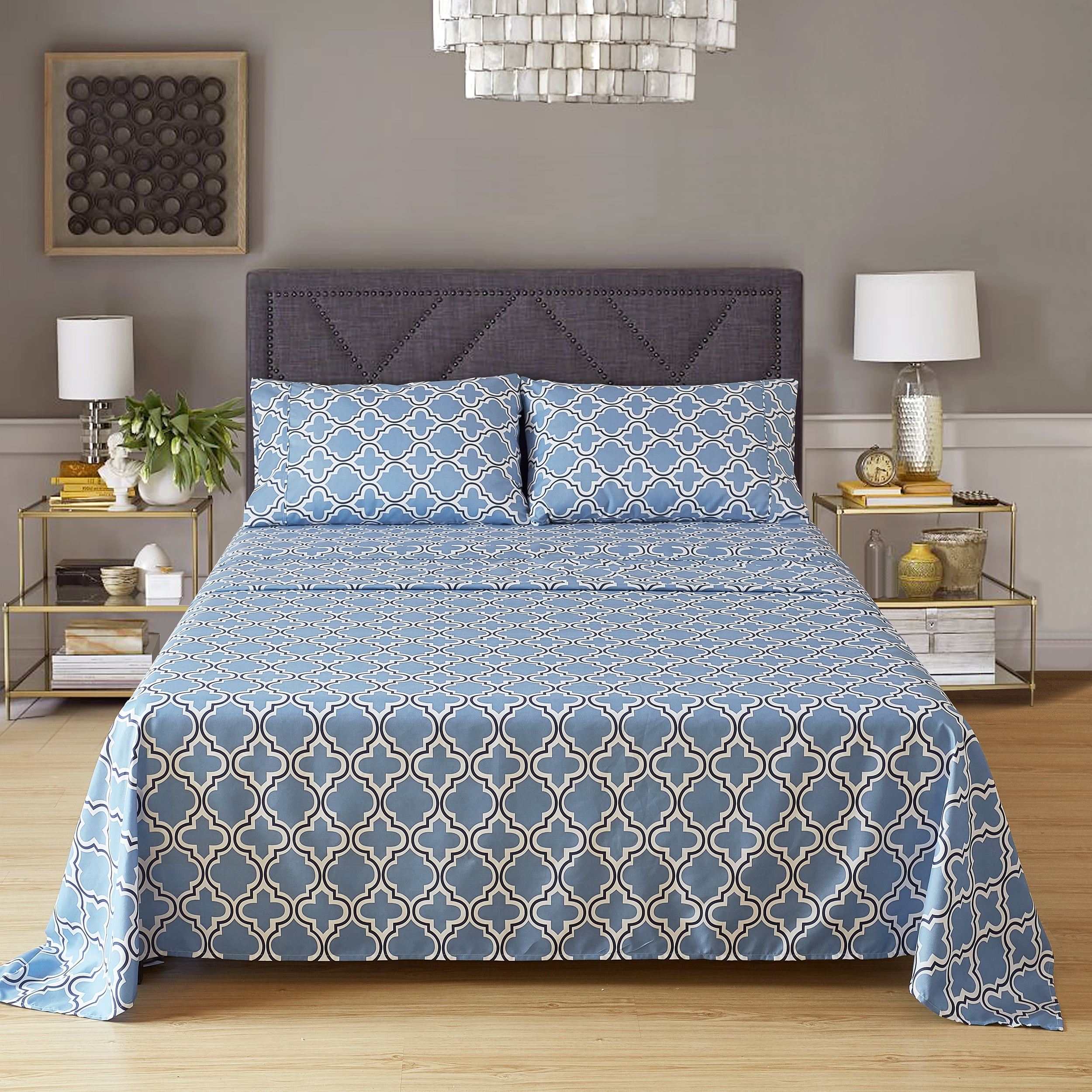 1800 Thread Count Ultra-Soft Microfiber Trellis Deep Pocket Bedding ...