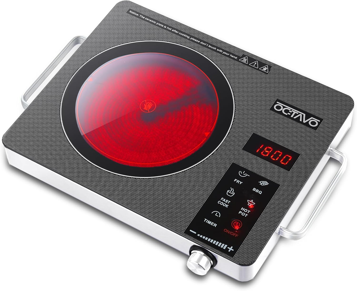 1800 Watt Portable Infrared Burner, electric burner with 4 Hours Timer ...