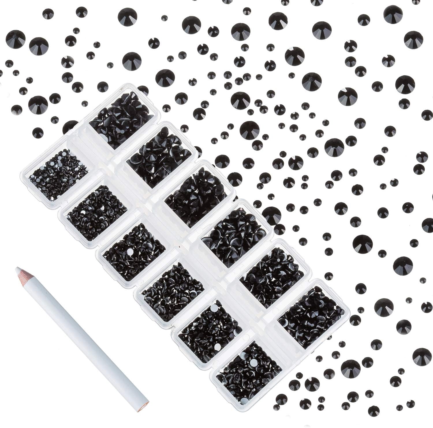 1800 count Black Art Rhinestones Round Beads Top Grade Flatback Glass ...