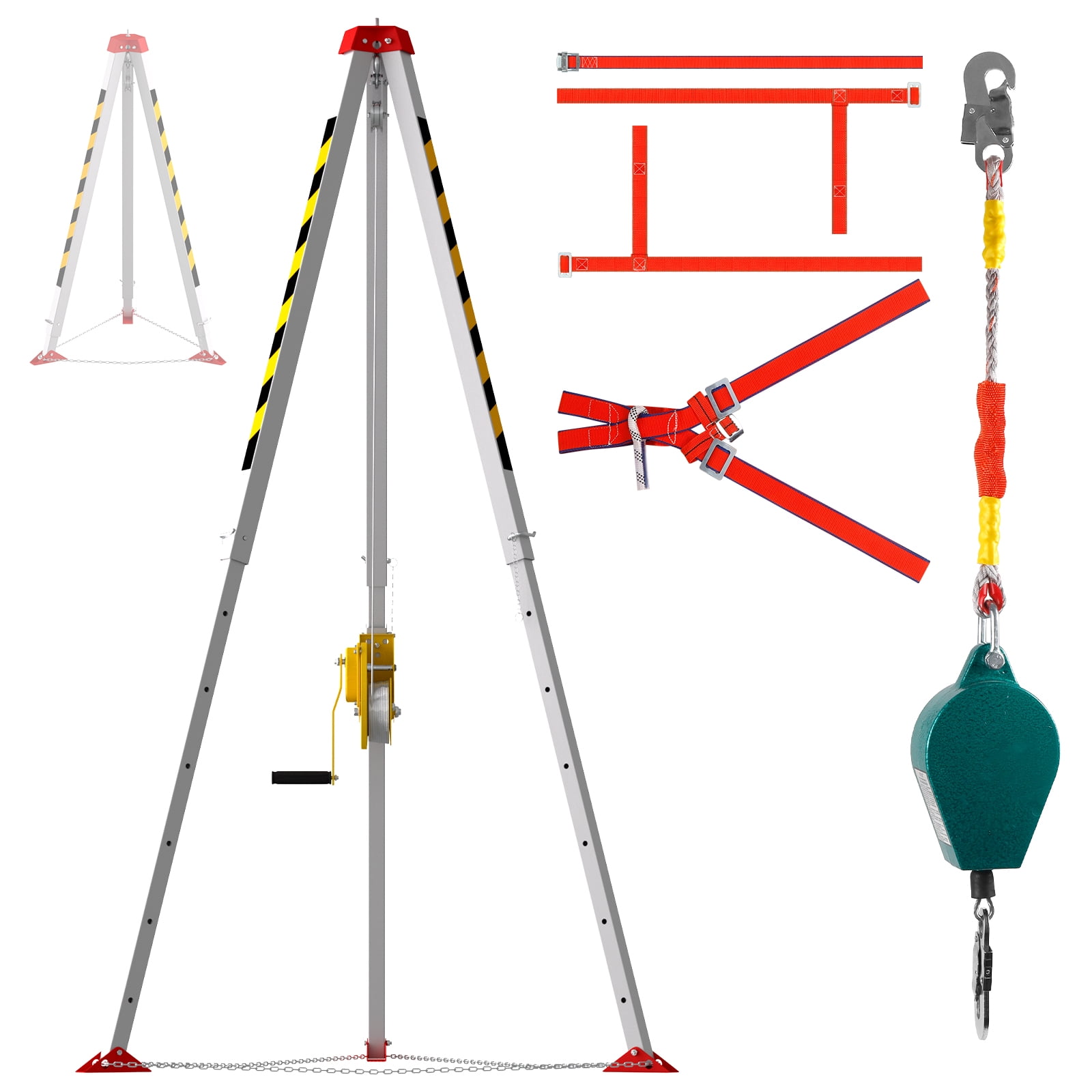 1800 lbs Confined Space Tripod, Confined Space Tripod Kit with 98' Wire ...