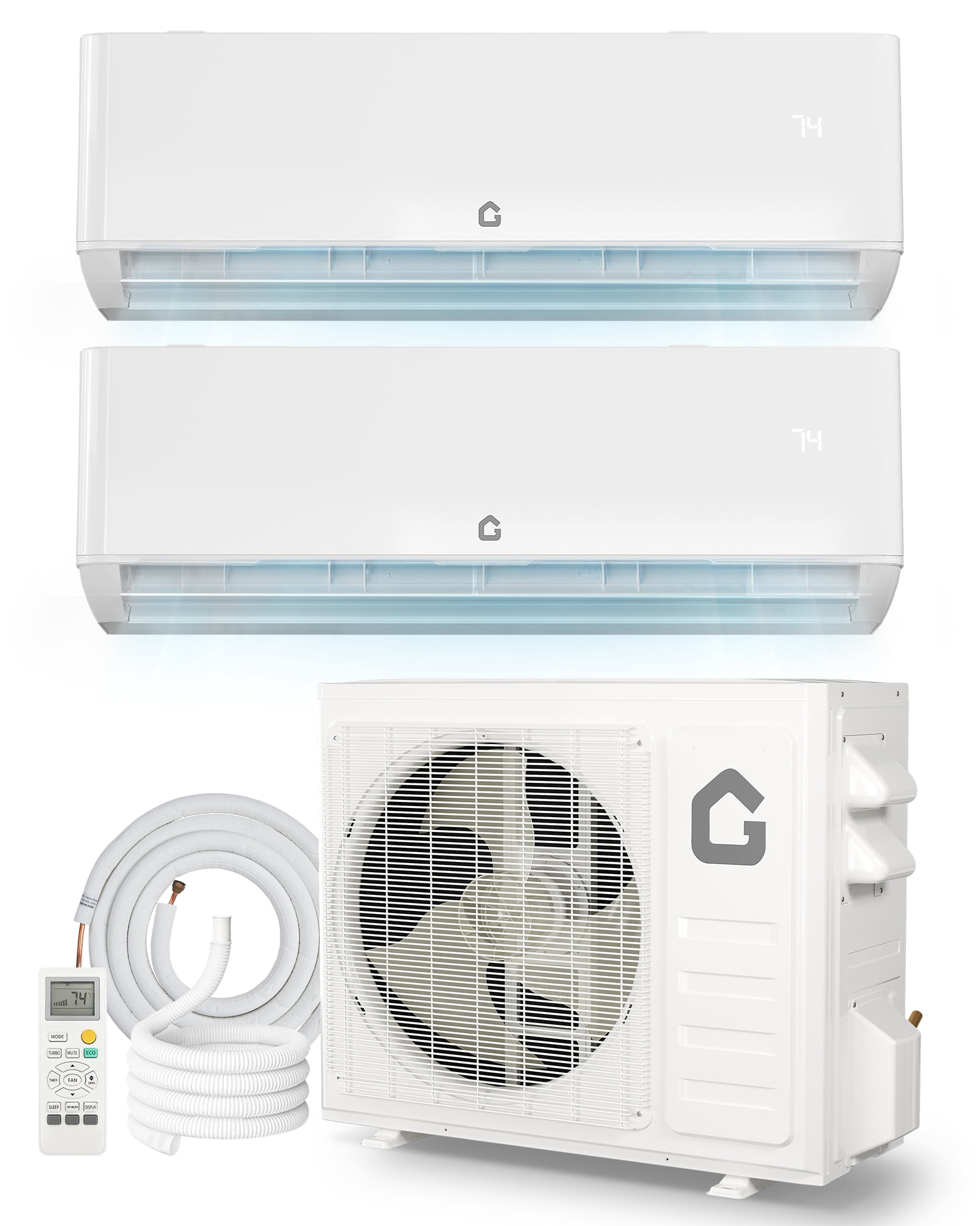 18000 BTU Dual Zone Mini Split Air Conditioner Heater, 9000 BTU Each ...
