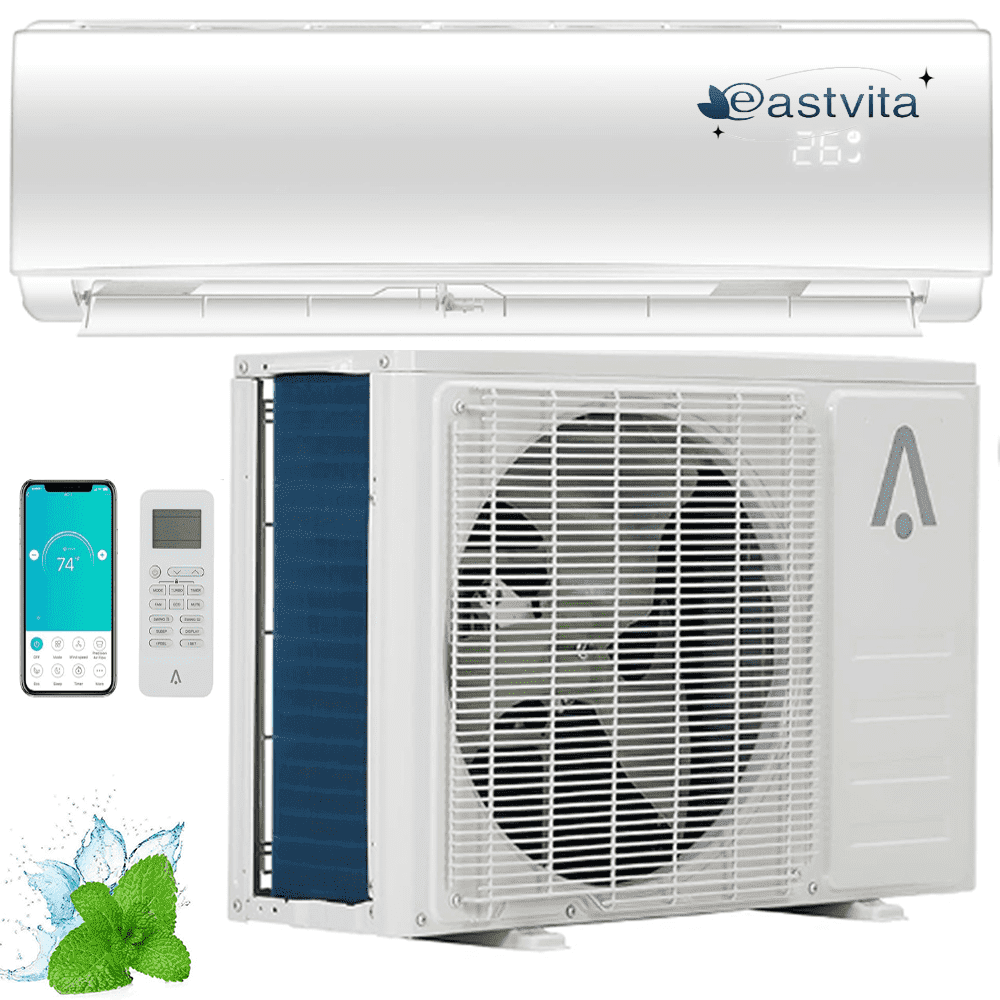 18000 BTU Home Split AC/Heating System Air Conditioner with Pre-Charged Heat Pump & Installation ...