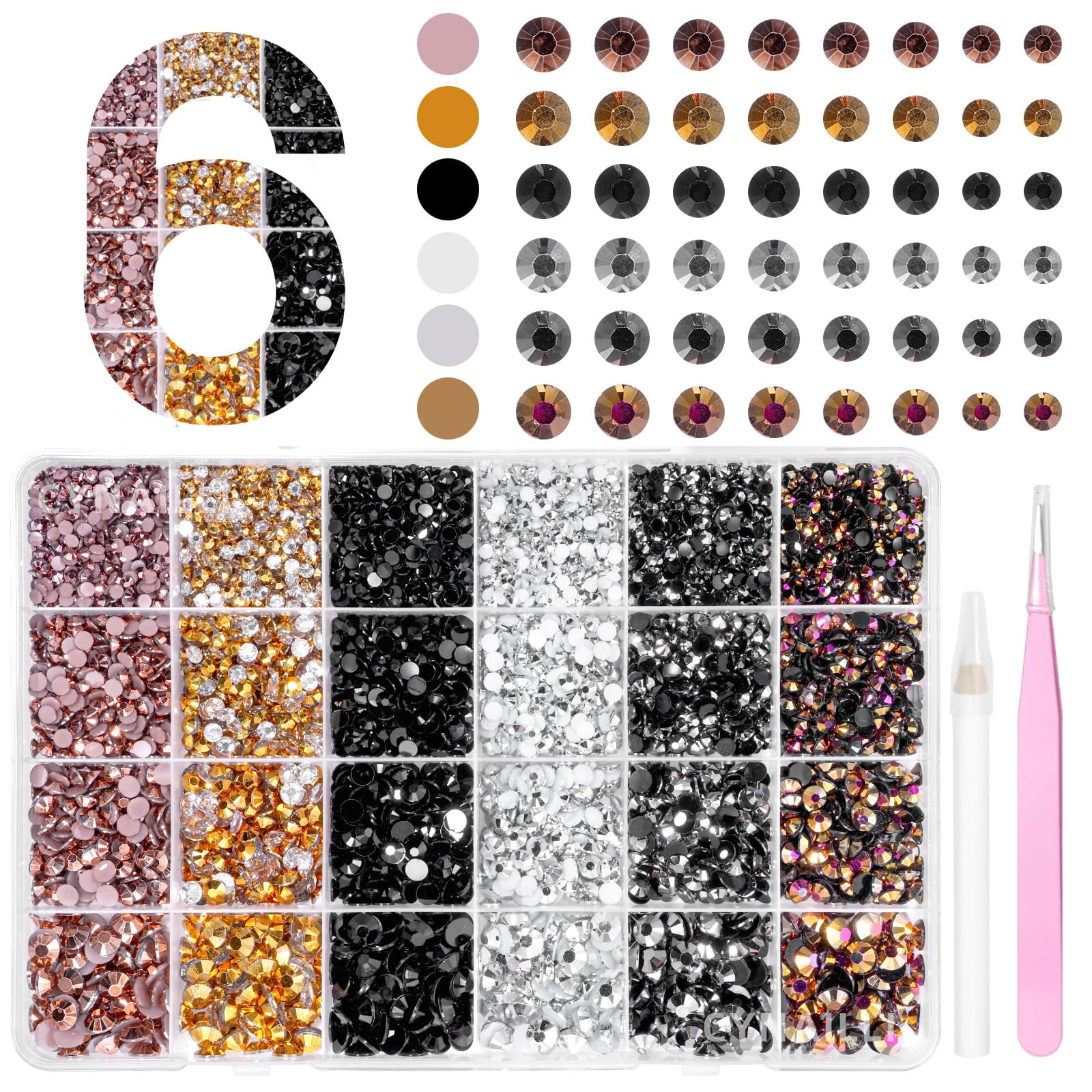18000 Pcs 3D Brown Black Jelly Resin Rhinestones for Crafting, 3-6 mm ...
