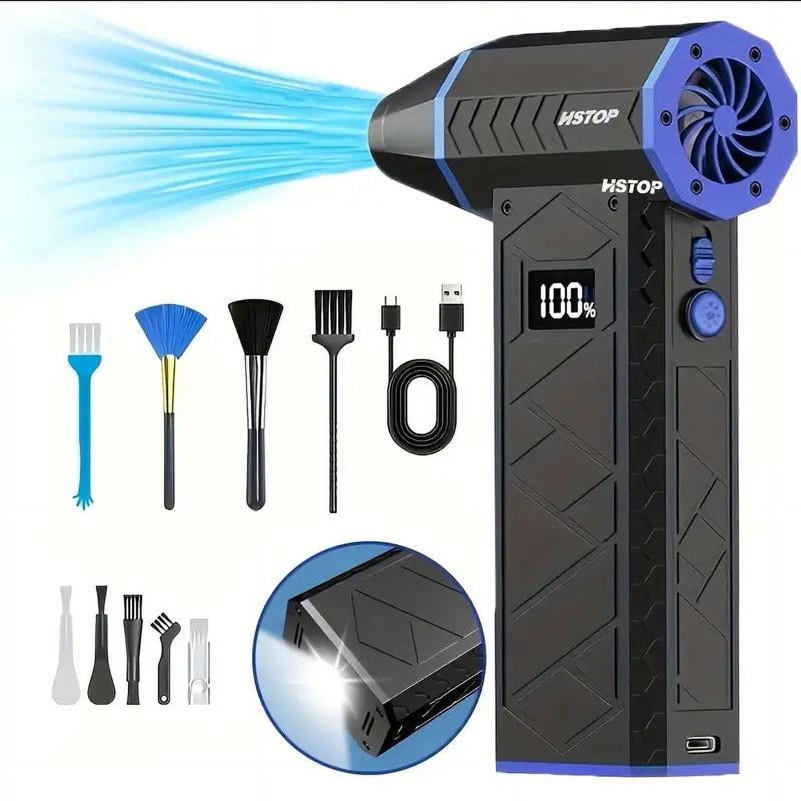 180000 RPM Electric Air Duster with Flashlight, Portable Cordless Leaf ...
