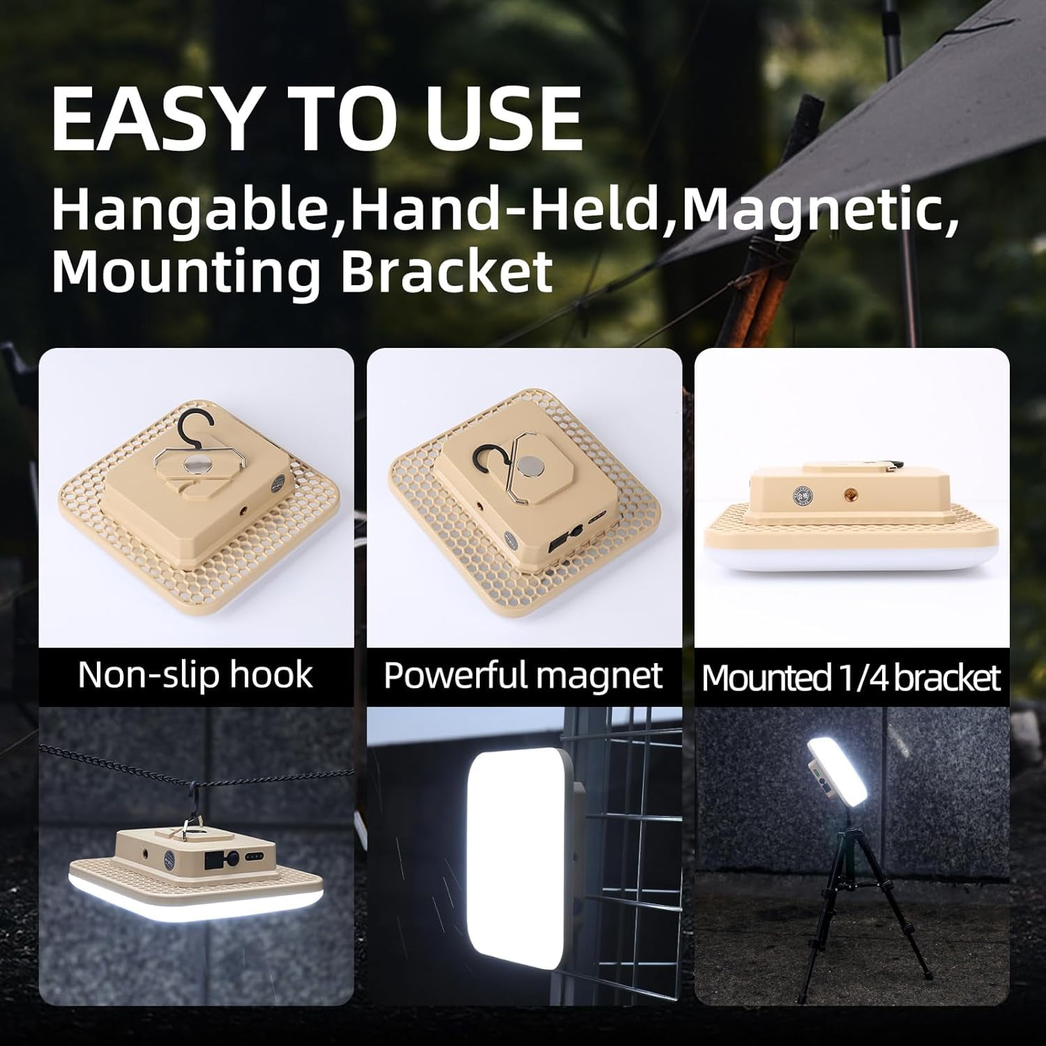 18000mAh Rechargeable Hanging Tent Light with Magnet, 80W 4000LM LED 4 ...