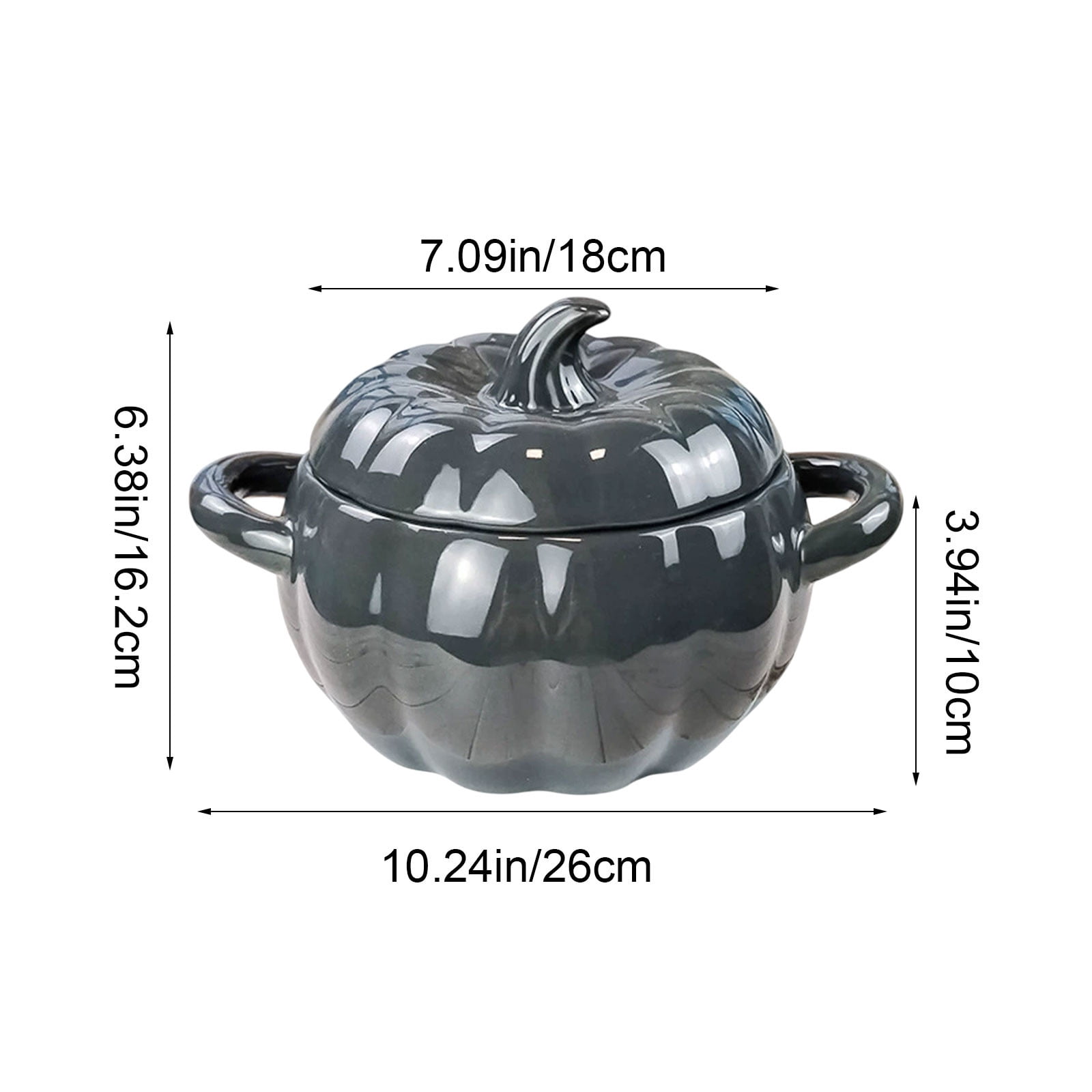 1800ML Ceramic Soup Bowl with Lid Pumpkin Shape Soup Bowl for Home Use ...