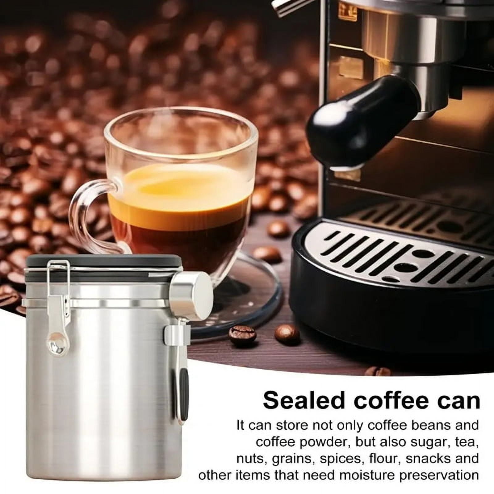 1800ML Stainless Steel Coffee Canister Airtight Container with Date ...