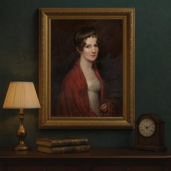 1800S Woman Portrait Poster Red Shawl, Regency Era UNFRAMED Poster ...