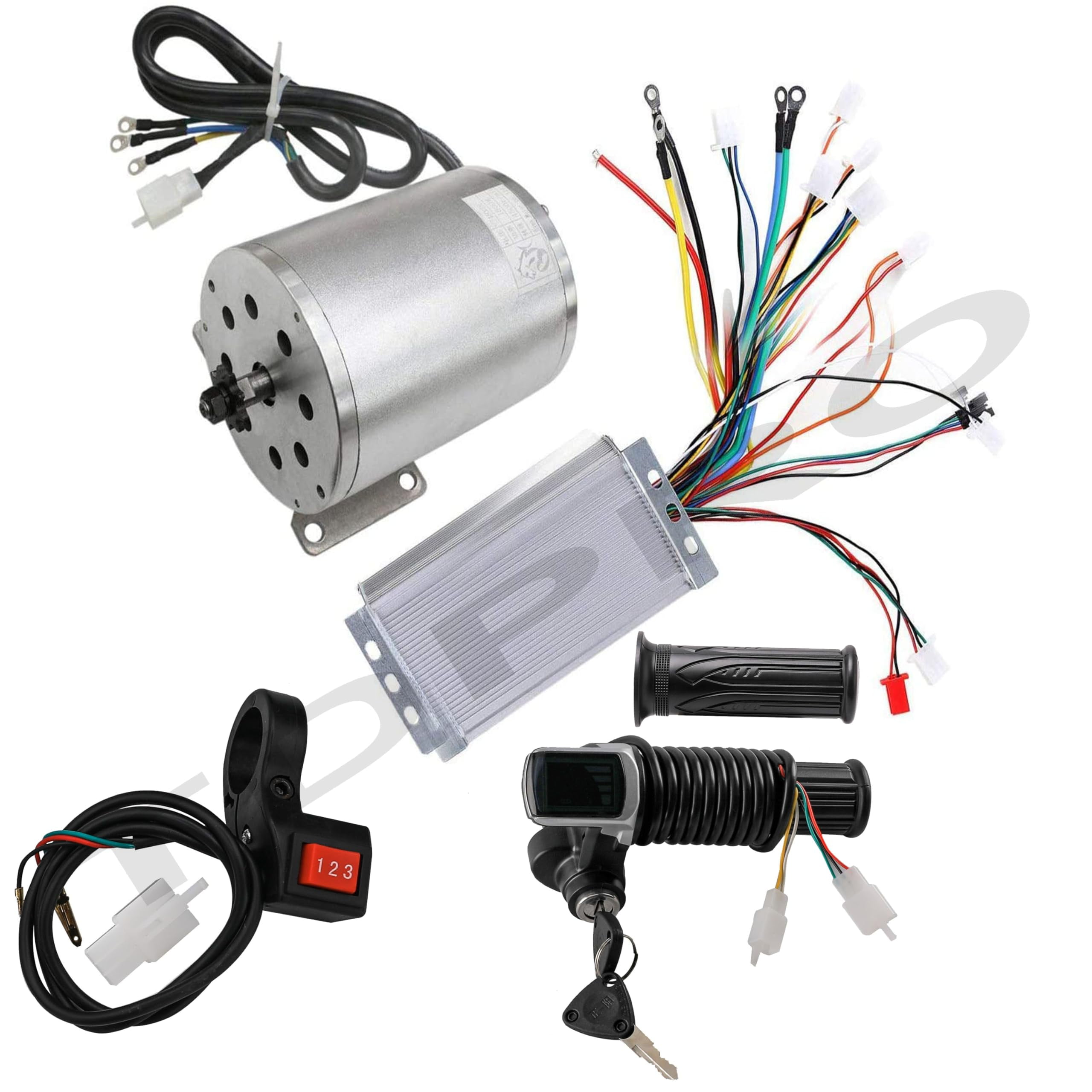 1800W 48V Brushless Motor Controller Twist Throttle Grips Keylock 3 ...
