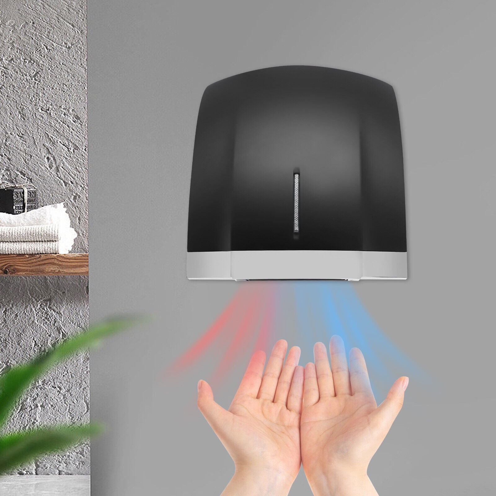 High Speed Automatic Electric Hand Dryer, 1800W Hot Cold Air Hands ...