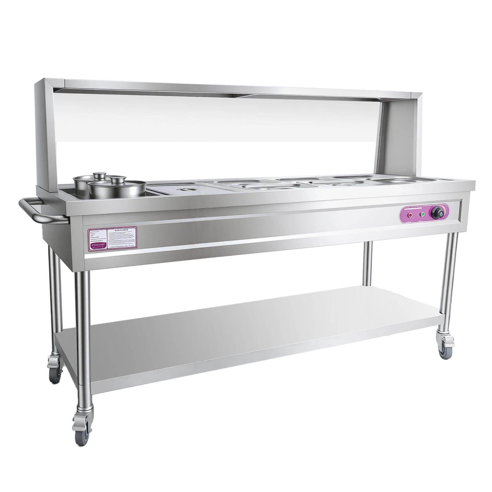 1800W Commercial Food Warmer, 7 Pans and 2 Pots Steam Table, Stainless ...