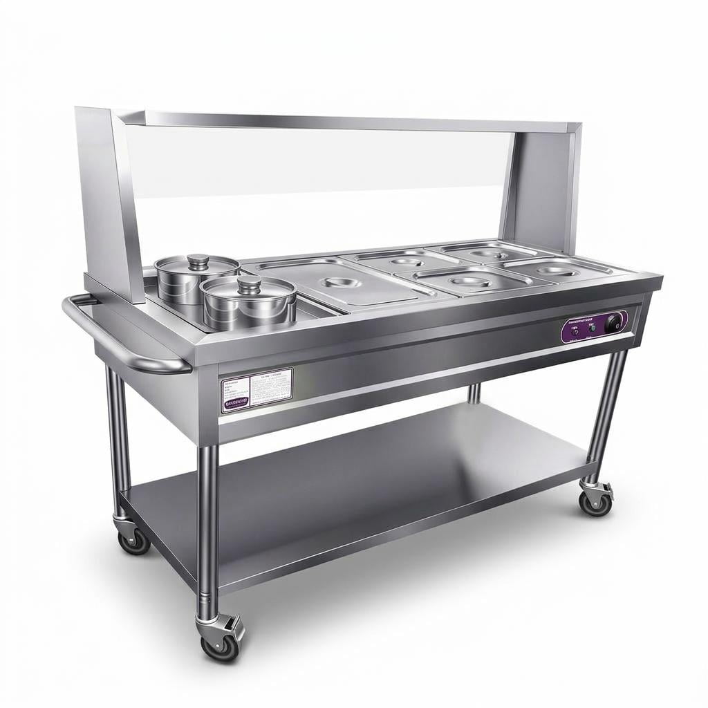 1800W Commercial Food Warmer, Silver Steam Table, Stainless Steel ...